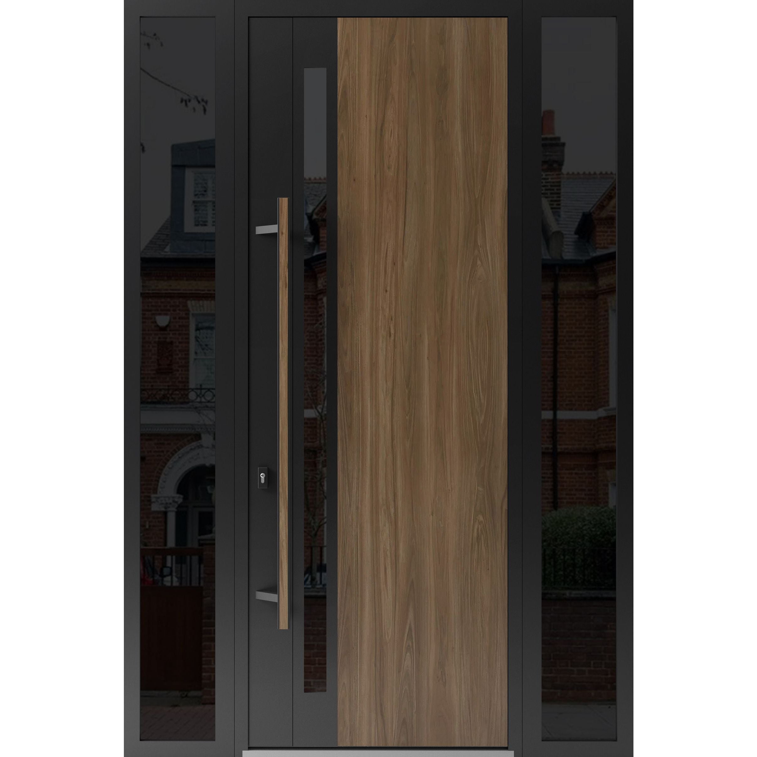 Front Exterior Prehung Steel Door / Dekton 0163 Venezia Noce / 2 Side ...