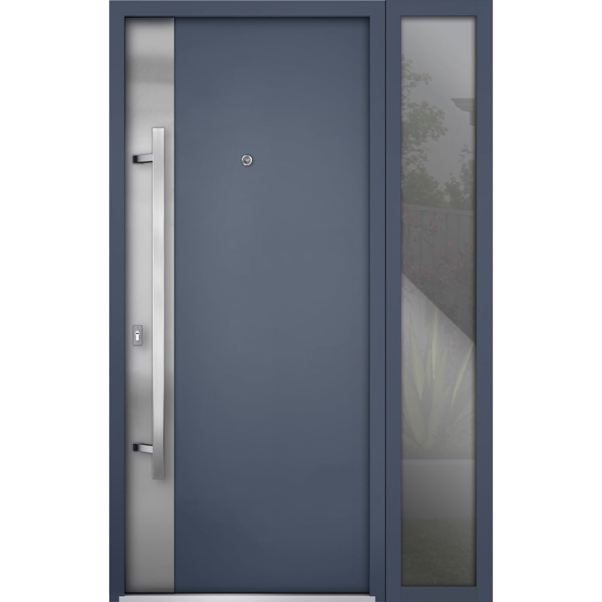 Front Exterior Prehung Steel Door / Deux 0729 Gray Graphite / Side ...