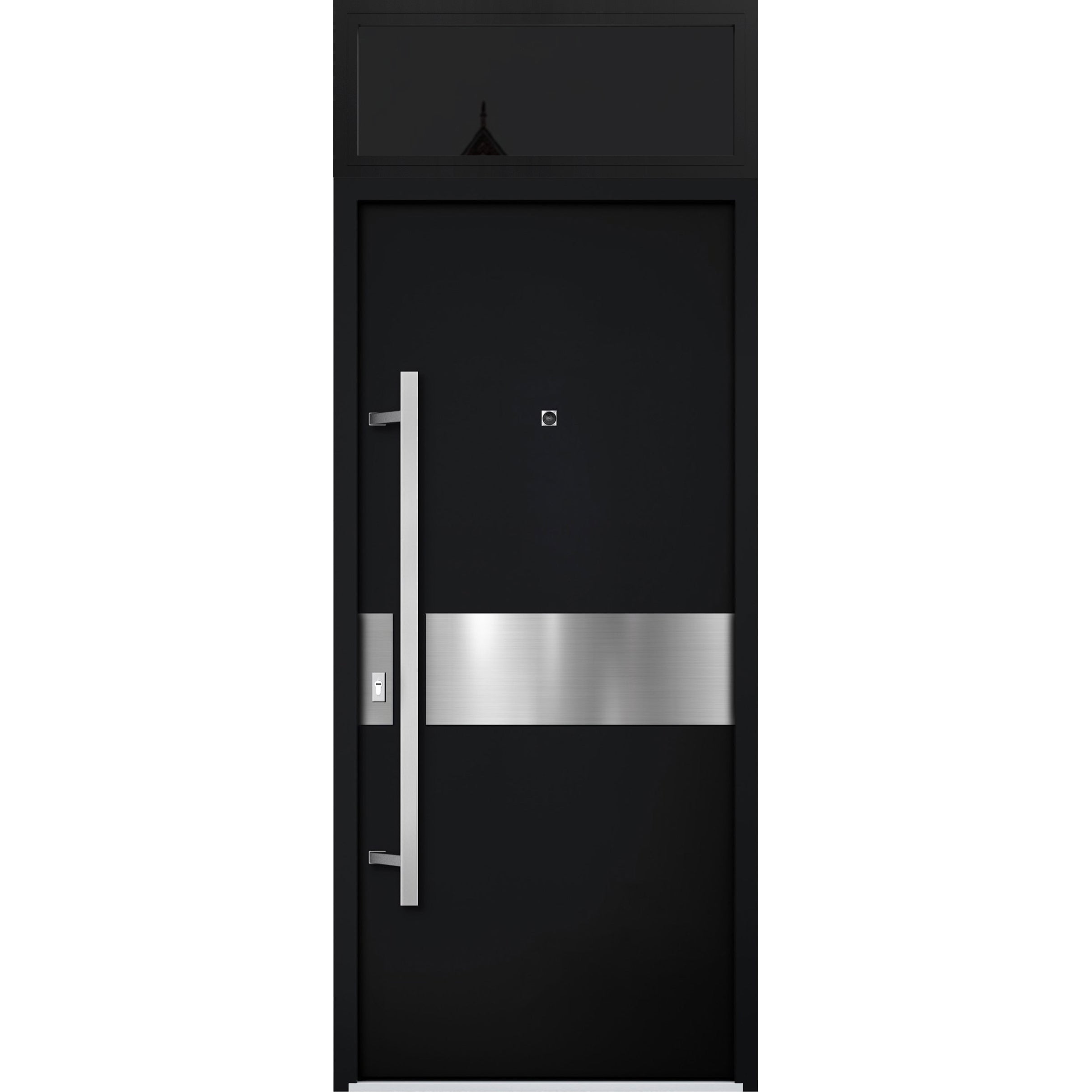 Front Exterior Prehung Steel Door / Deux 6072 Black Enamel / Top ...
