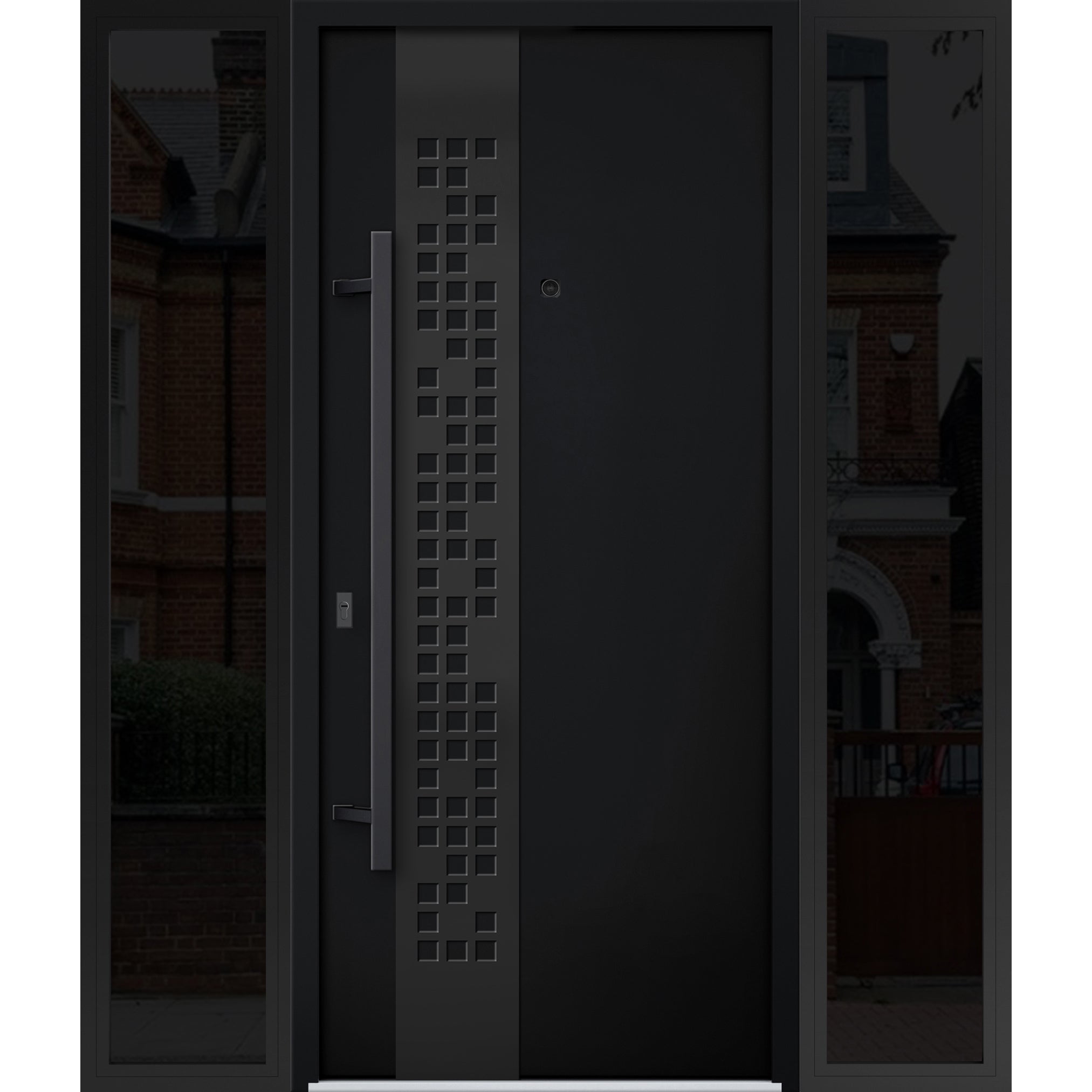 Front Exterior Prehung Steel Door / Deux 6078 Black Enamel / 2 Side ...