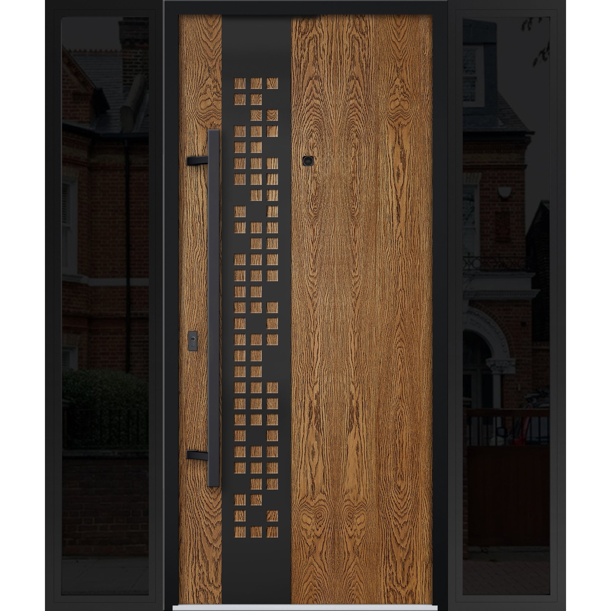 Front Exterior Prehung Steel Door / Deux 6678 Natural Oak / 2 Side ...