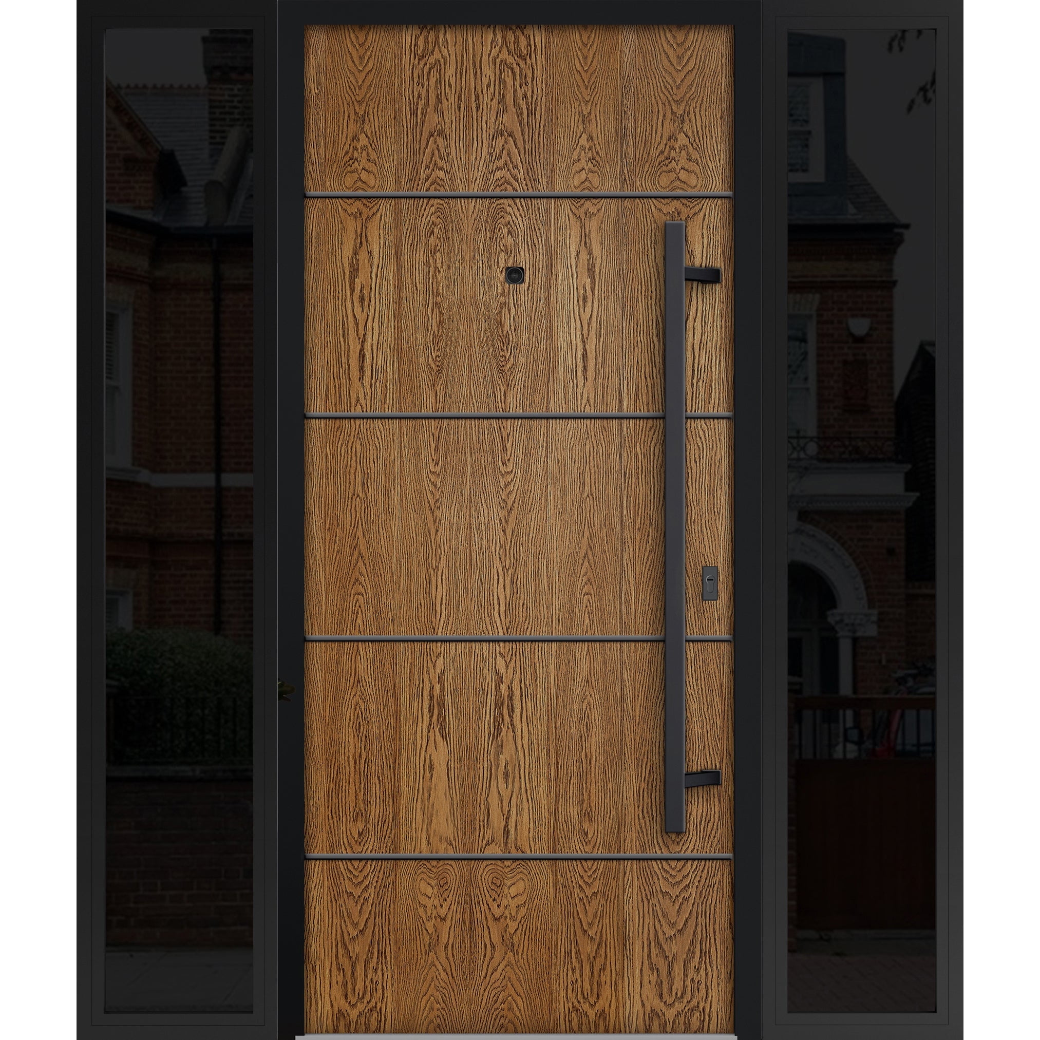Front Exterior Prehung Steel Door / Deux 6683 Natural Oak / 2 Side ...