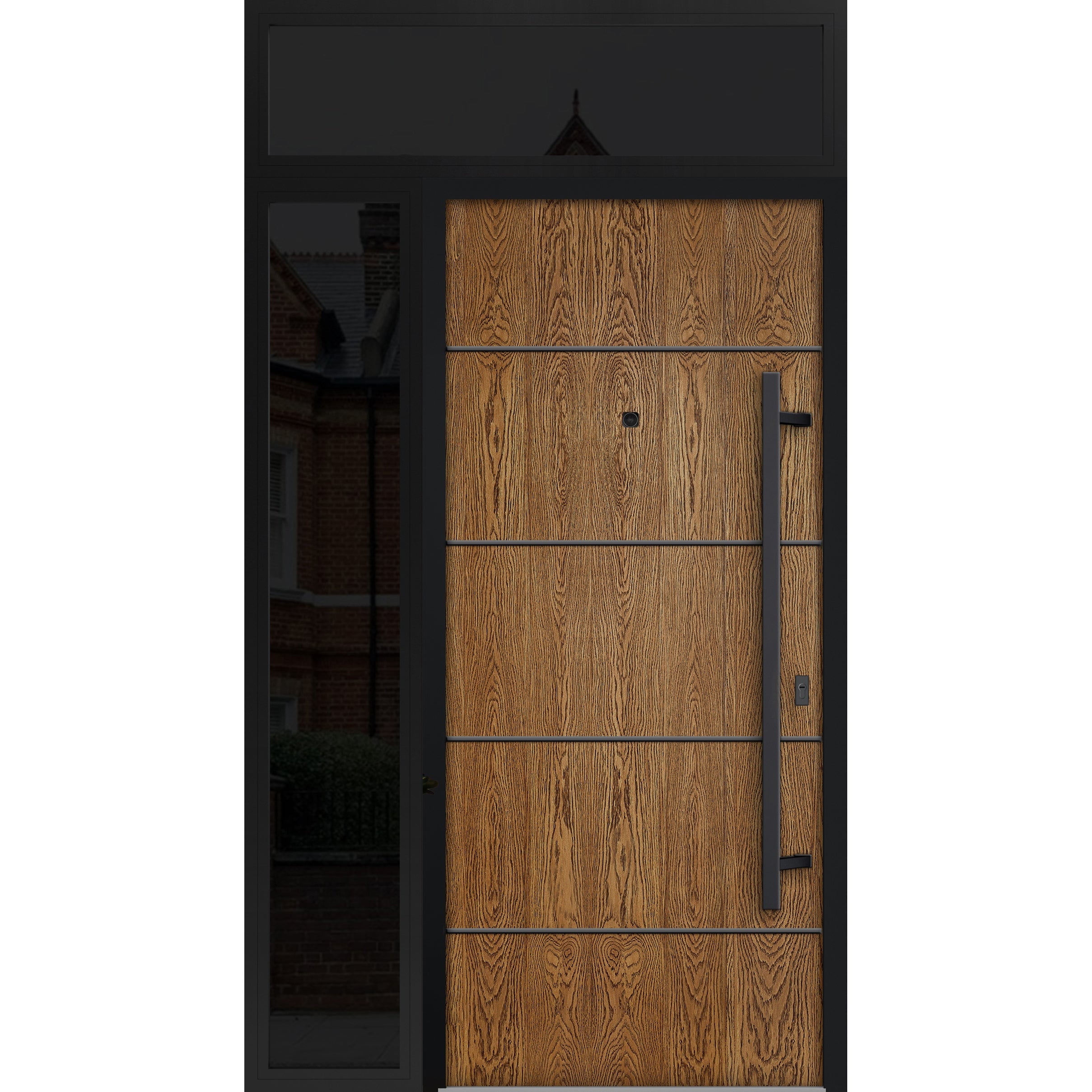 Front Exterior Prehung Steel Door / Deux 6683 Natural Oak / Side and ...