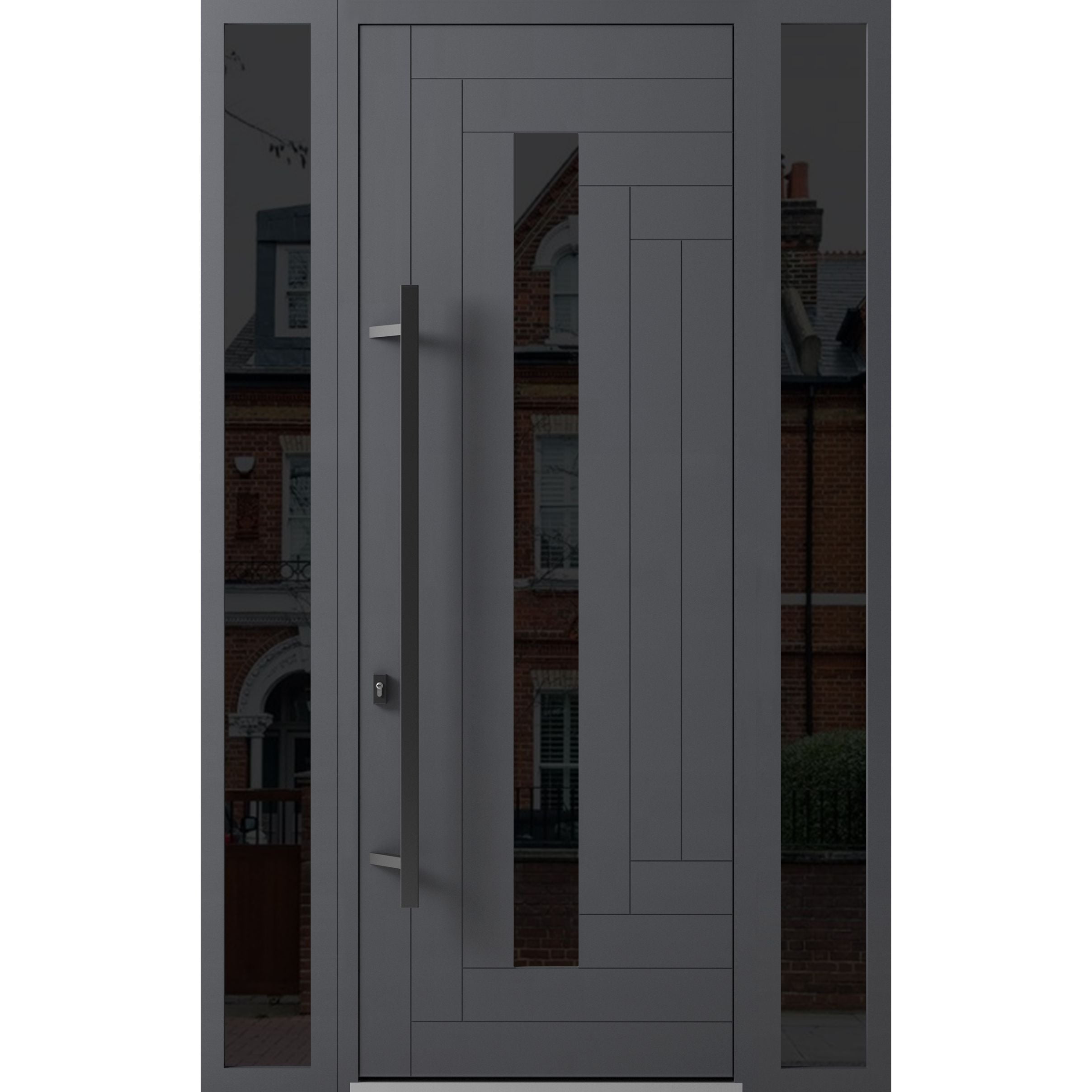 Front Exterior Prehung Steel Door / Ronex 0130 Grey / 2 Side Exterior ...