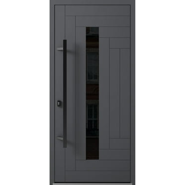 Vdom Doors 36x80 Left-Hand Prehung Steel Door, Frosted Glass, Stainless ...