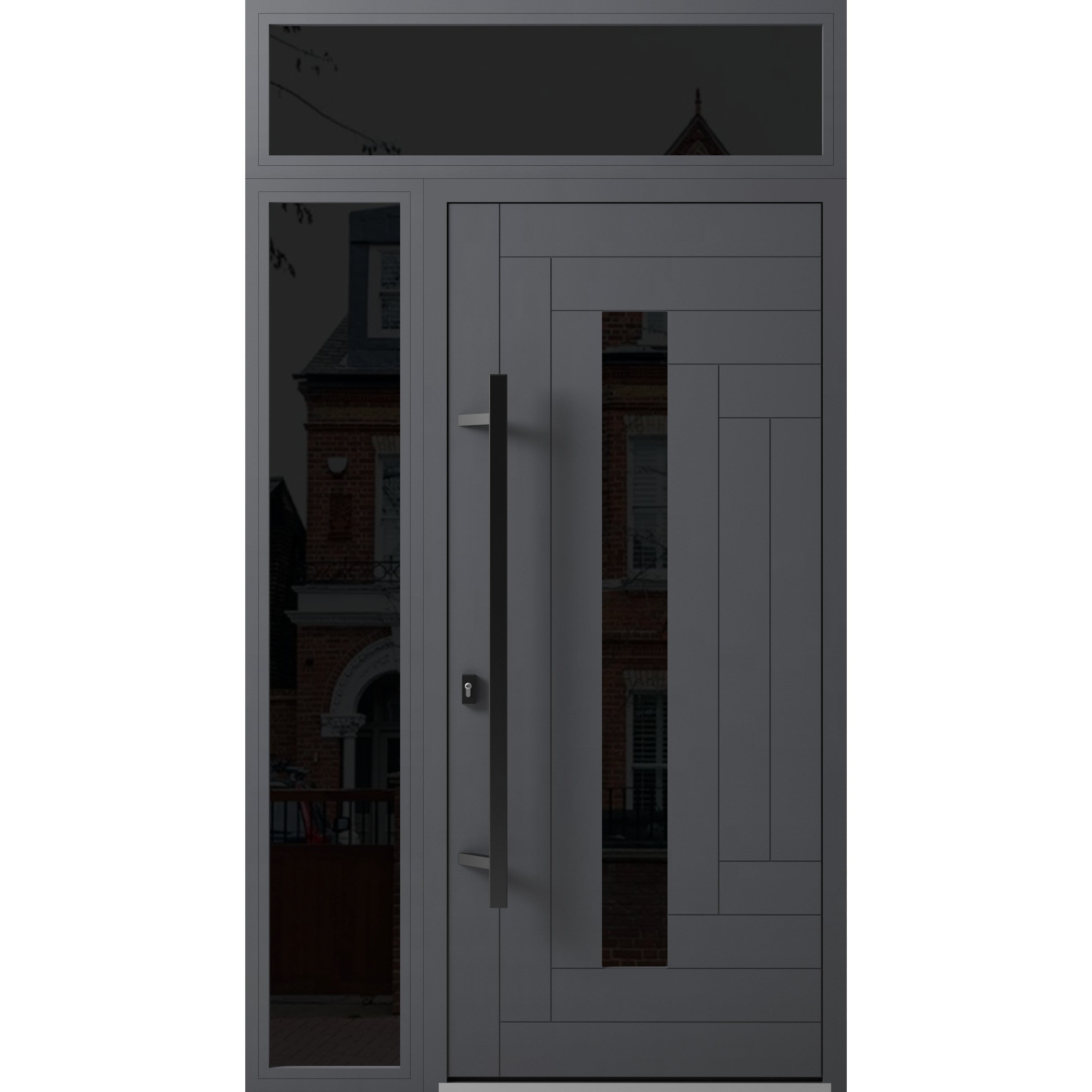 Front Exterior Prehung Steel Door / Ronex 0130 Grey / Side and Top ...