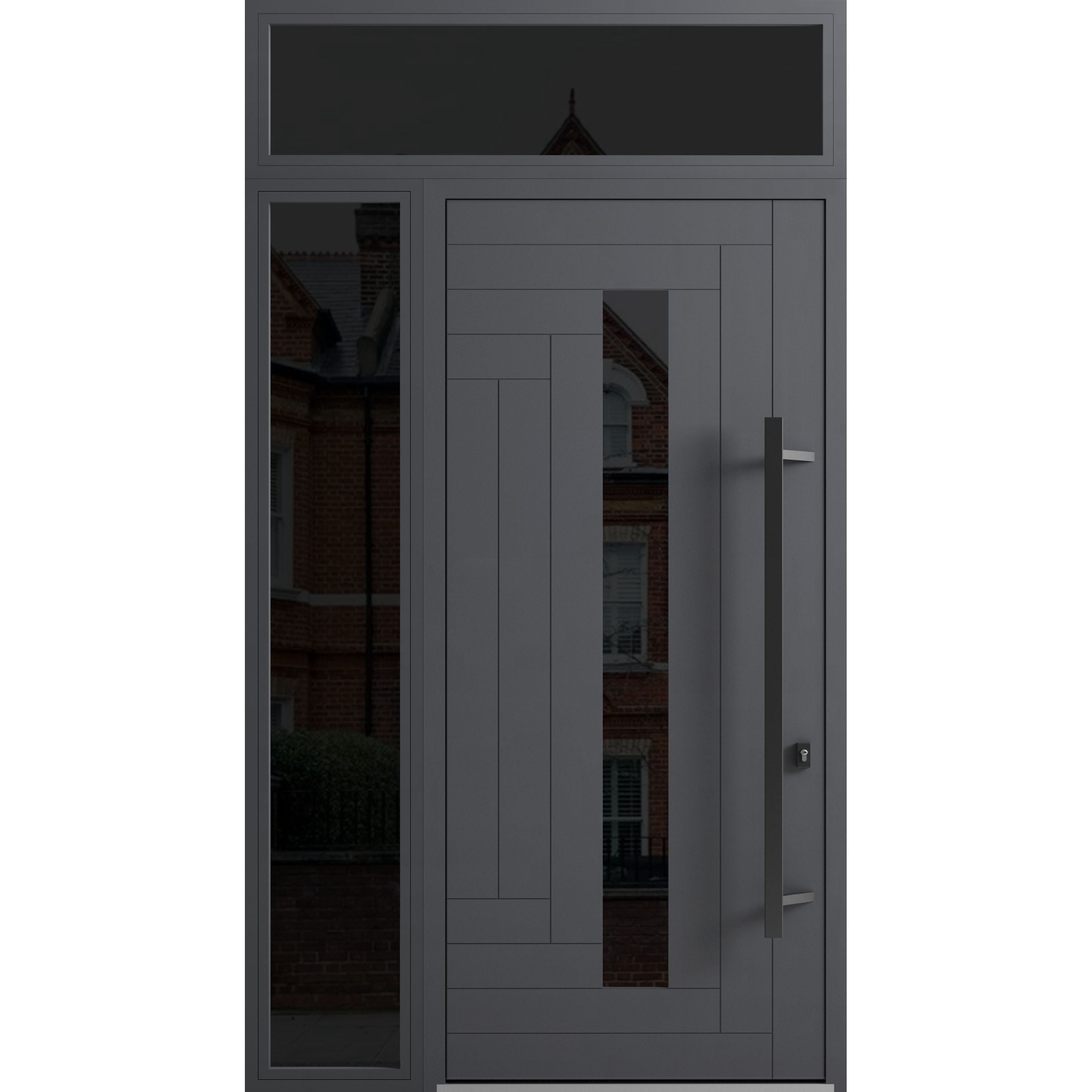 Front Exterior Prehung Steel Door / Ronex 0130 Grey / Side and Top ...