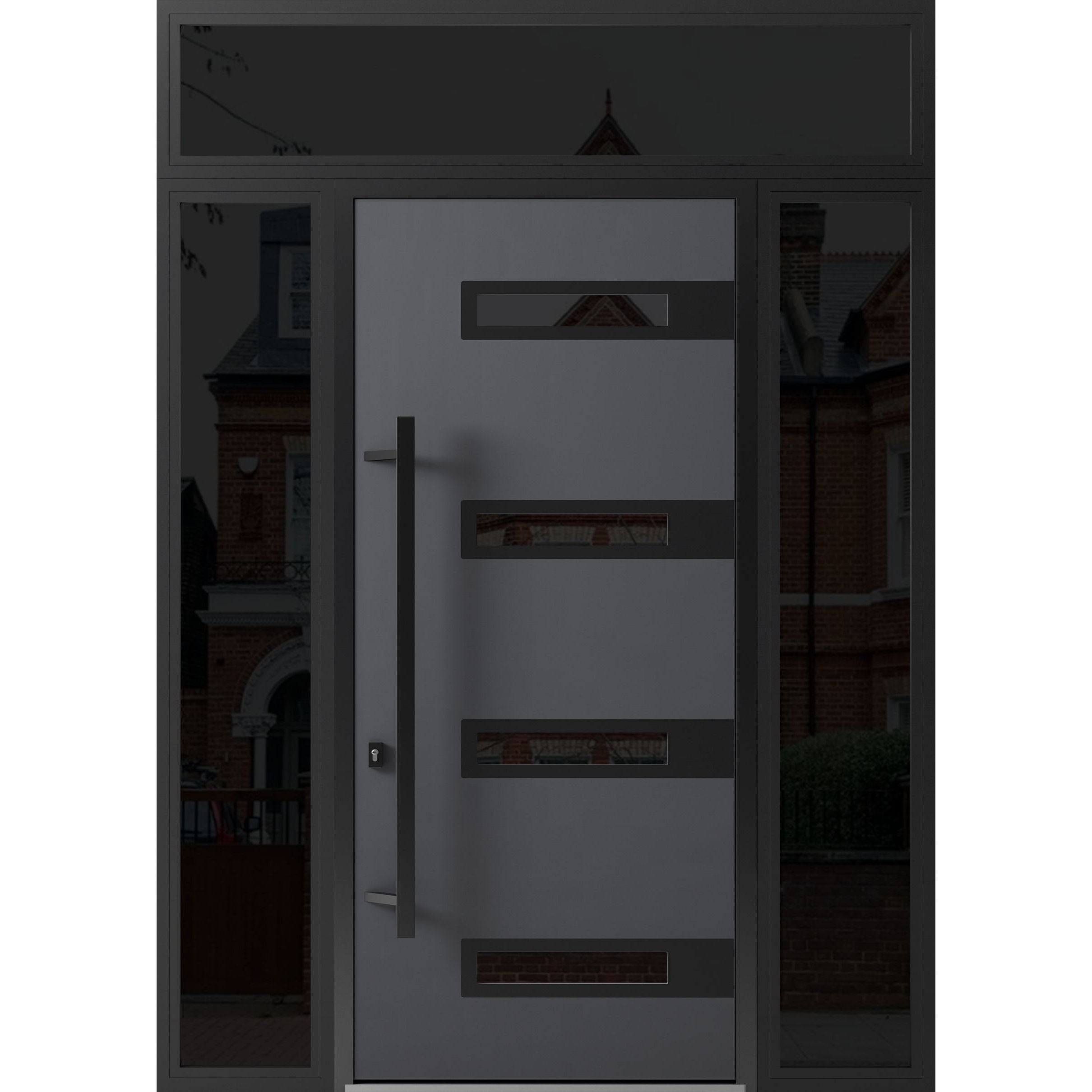 Front Exterior Prehung Steel Door / Ronex 0131 Grey / 2 Side and Top ...