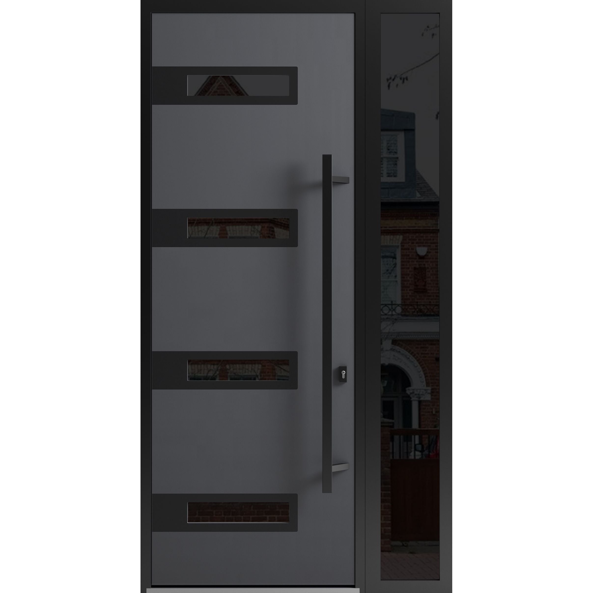 Front Exterior Prehung Steel Door / Ronex 0131 Grey / Side Exterior ...