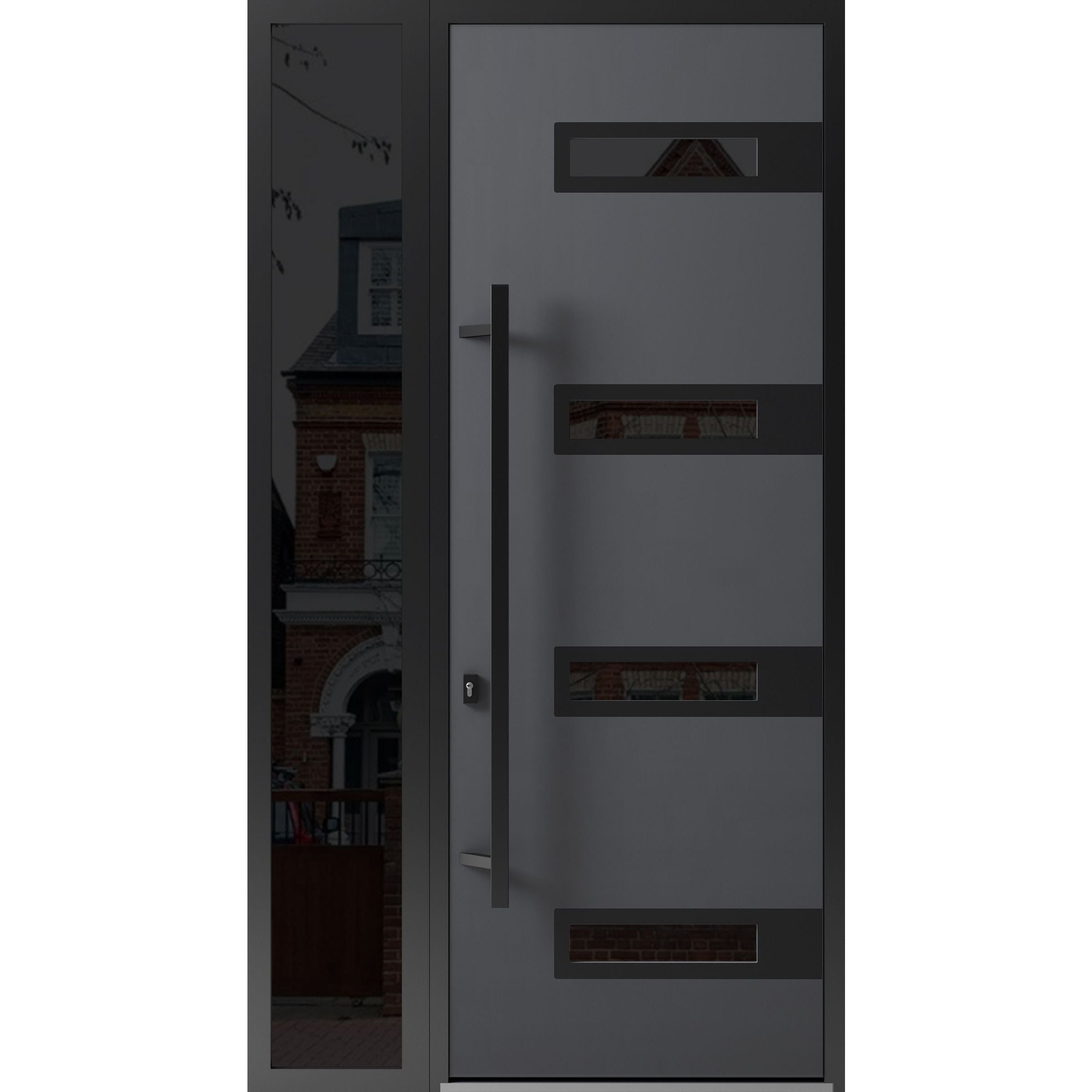 Front Exterior Prehung Steel Door / Ronex 0131 Grey / Side Exterior ...