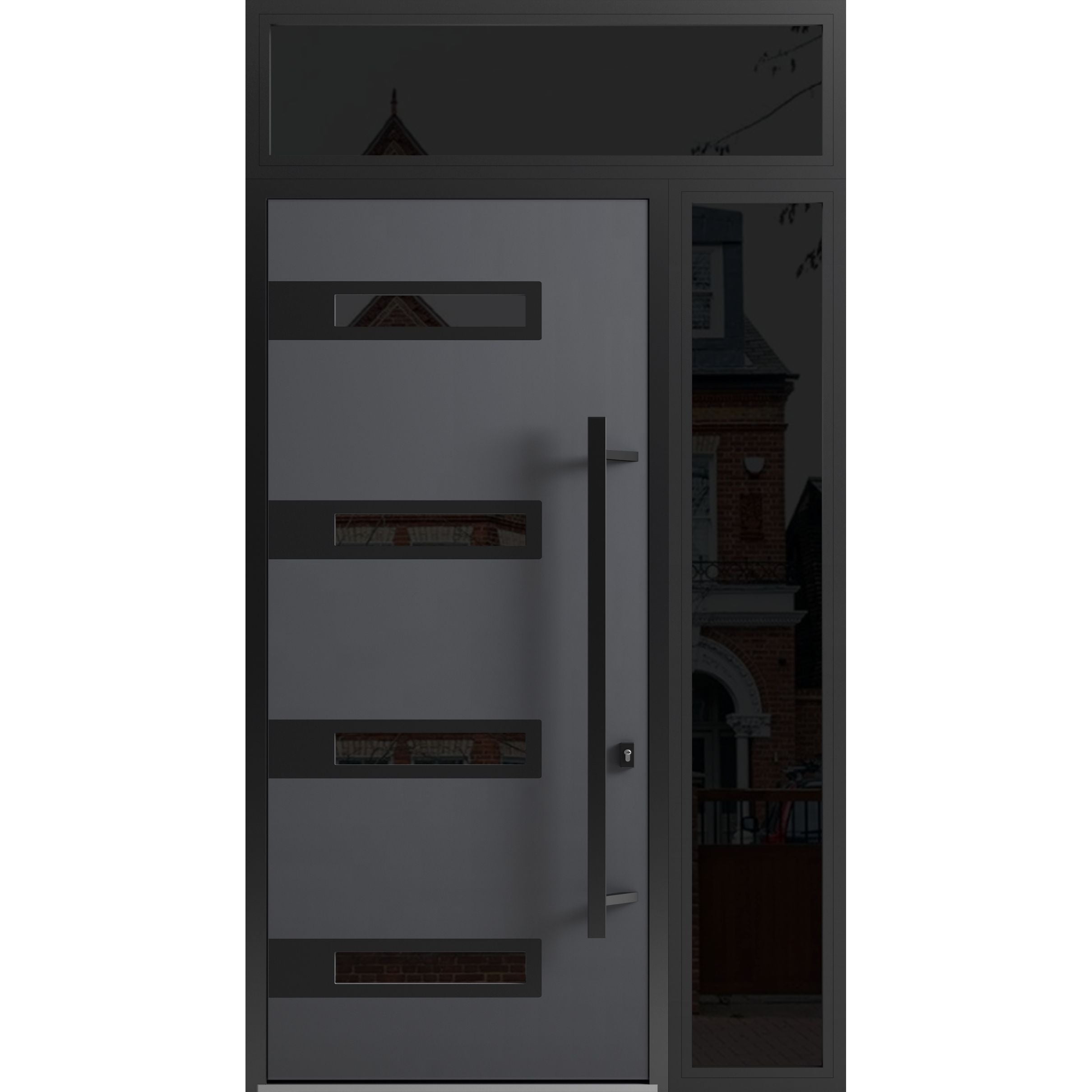 Front Exterior Prehung Steel Door / Ronex 0131 Grey / Side and Top ...