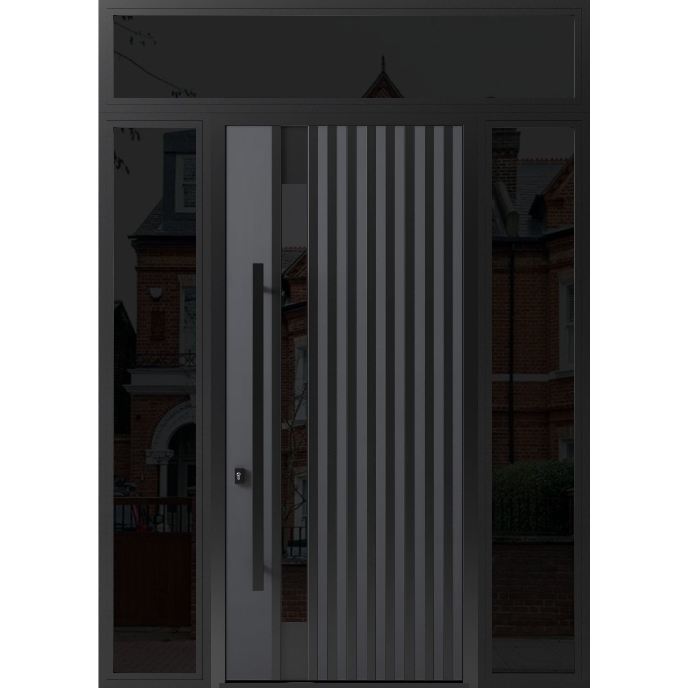 Front Exterior Prehung Steel Door / Ronex 0144 Grey / 2 Side and Top ...