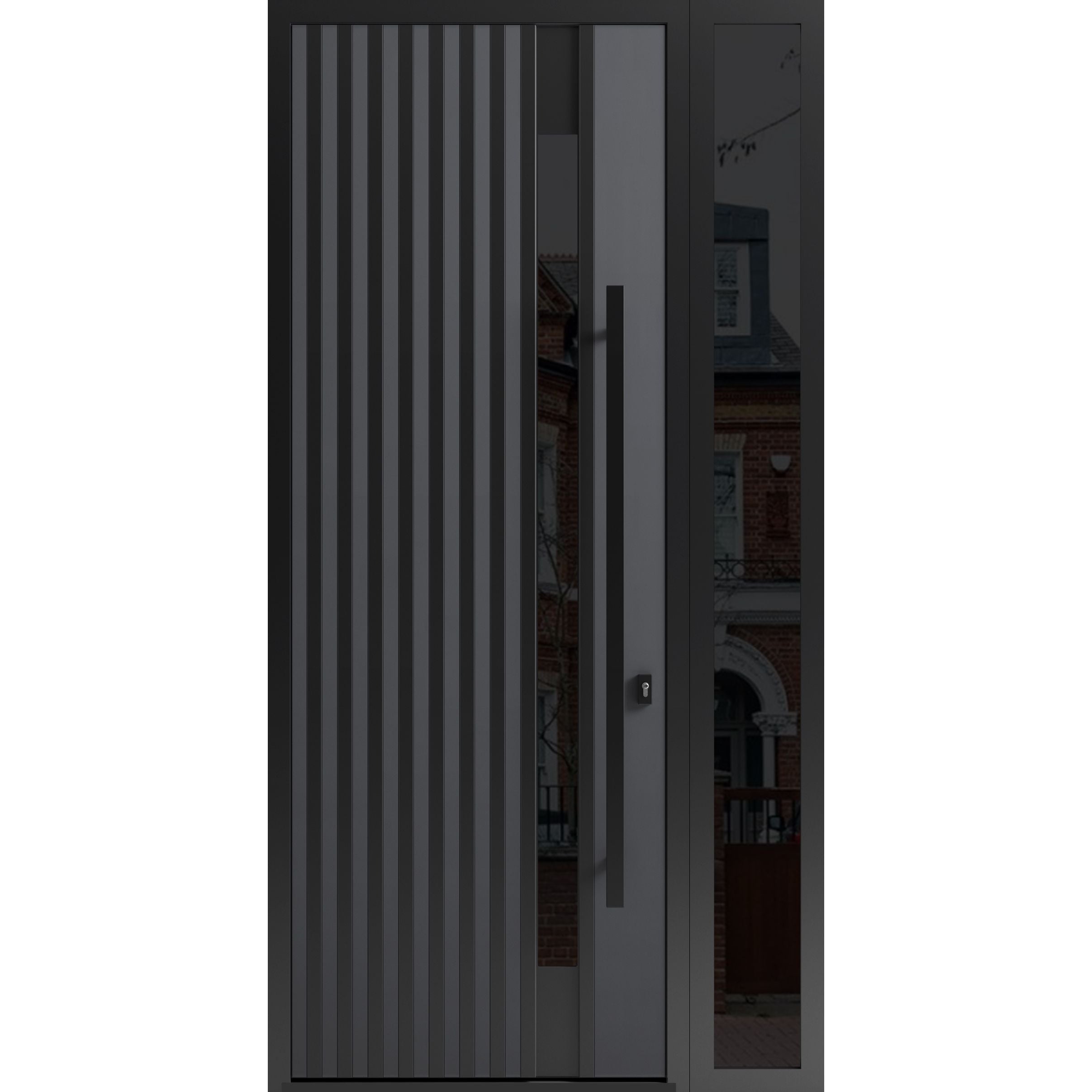 Front Exterior Prehung Steel Door / Ronex 0144 Grey / Side Exterior ...