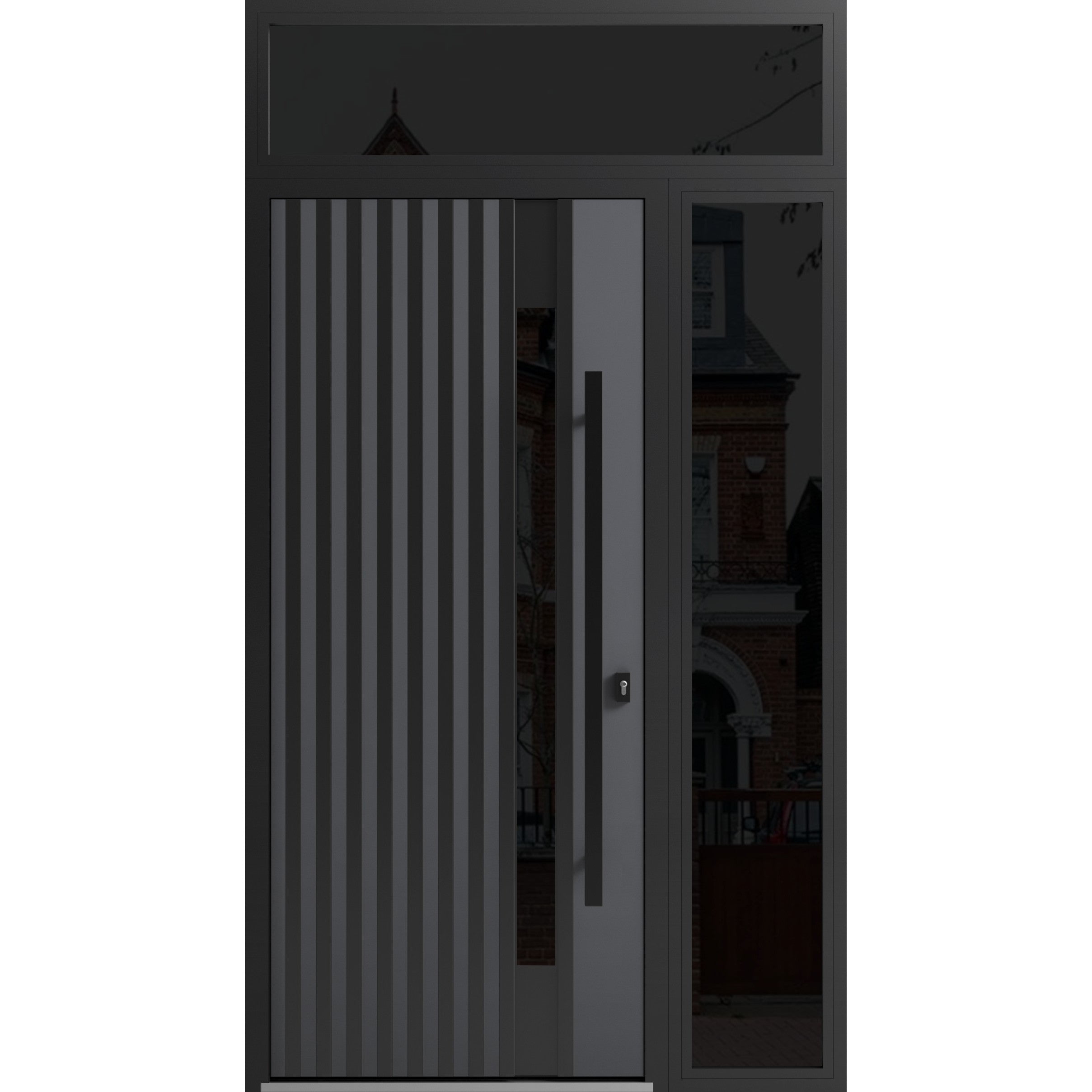 Front Exterior Prehung Steel Door / Ronex 0144 Grey / Side and Top ...