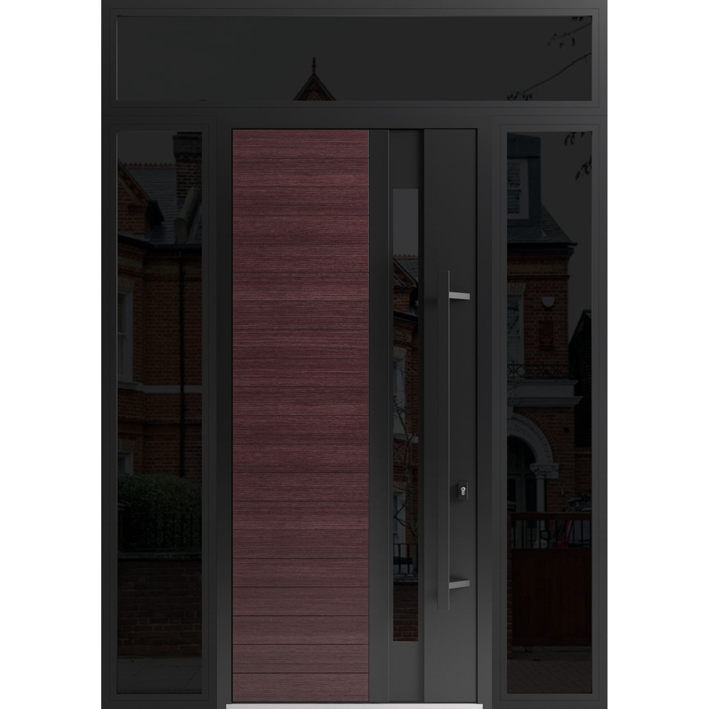 Front Exterior Prehung Steel Door / Ronex 0162 Red Oak / 2 Side and Top ...