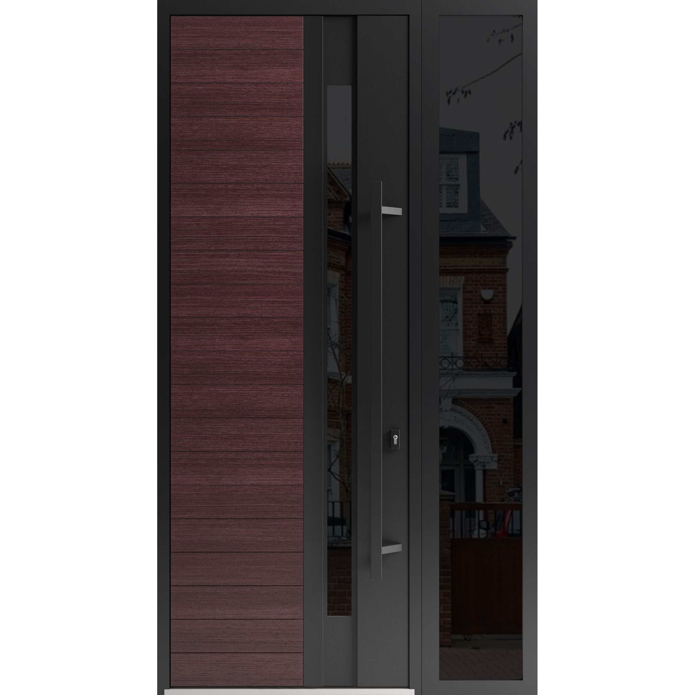 Front Exterior Prehung Steel Door / Ronex 0162 Red Oak / Side Exterior ...