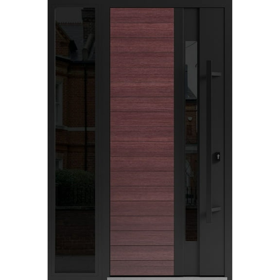 Front Exterior Prehung Steel Door / Ronex 0130 Grey / Side and Top ...