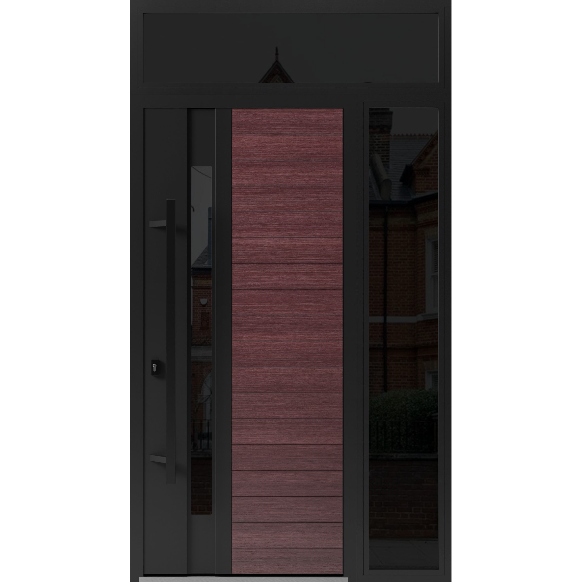 Front Exterior Prehung Steel Door / Ronex 0162 Red Oak / Side and Top ...