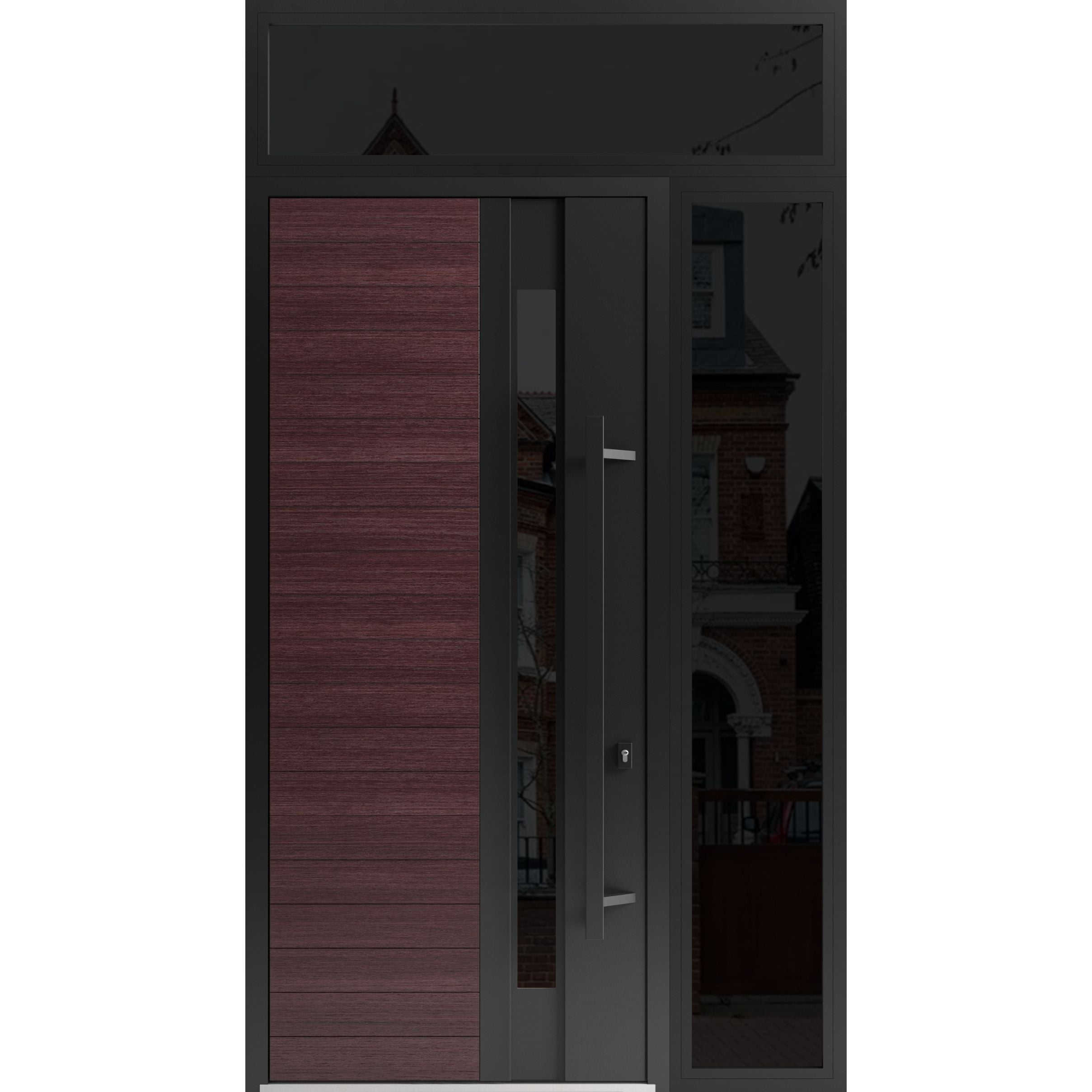 Front Exterior Prehung Steel Door / Ronex 0162 Red Oak / Side and Top ...