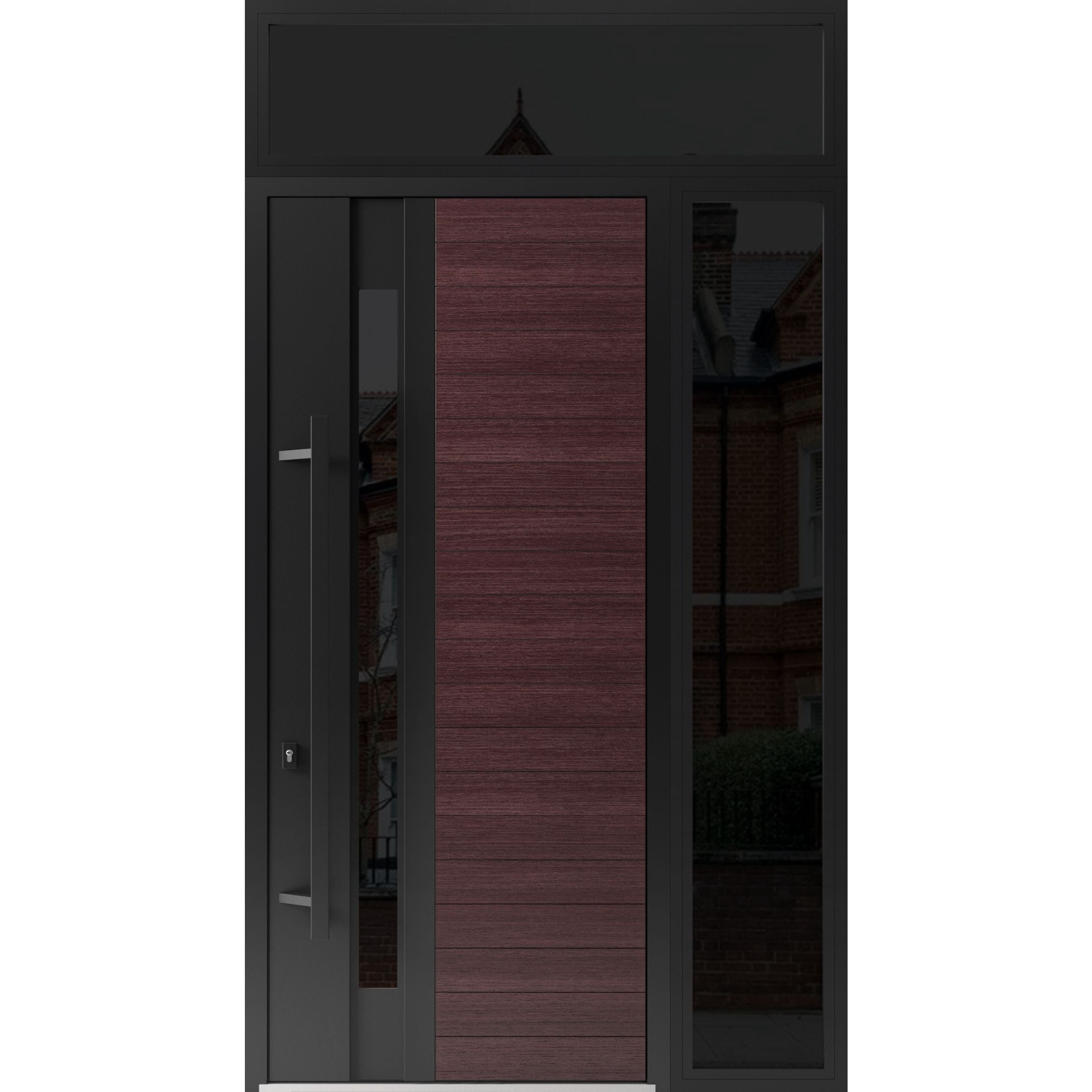 Front Exterior Prehung Steel Door / Ronex 0162 Red Oak / Side and Top ...
