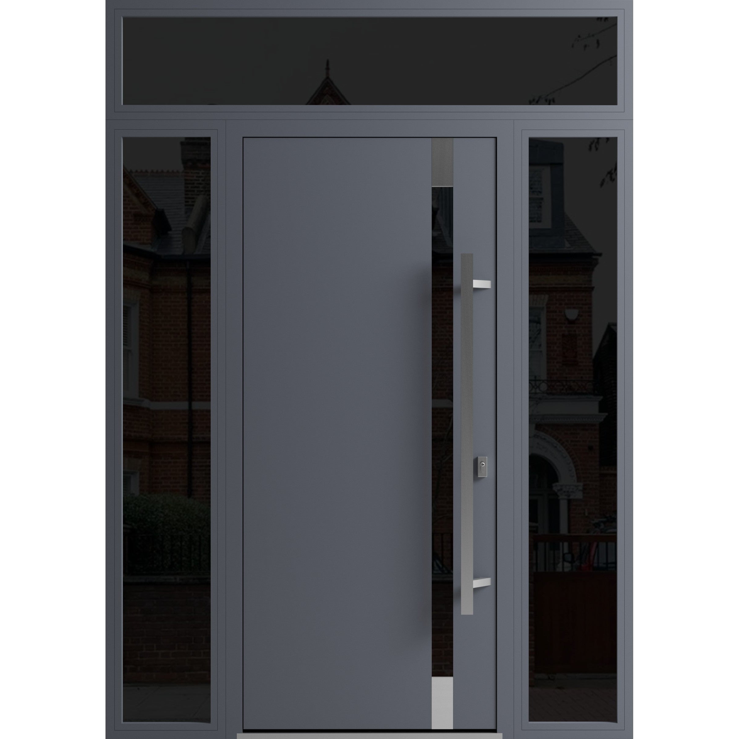 Front Exterior Prehung Steel Door / Ronex 1011 Grey / 2 Side and Top ...