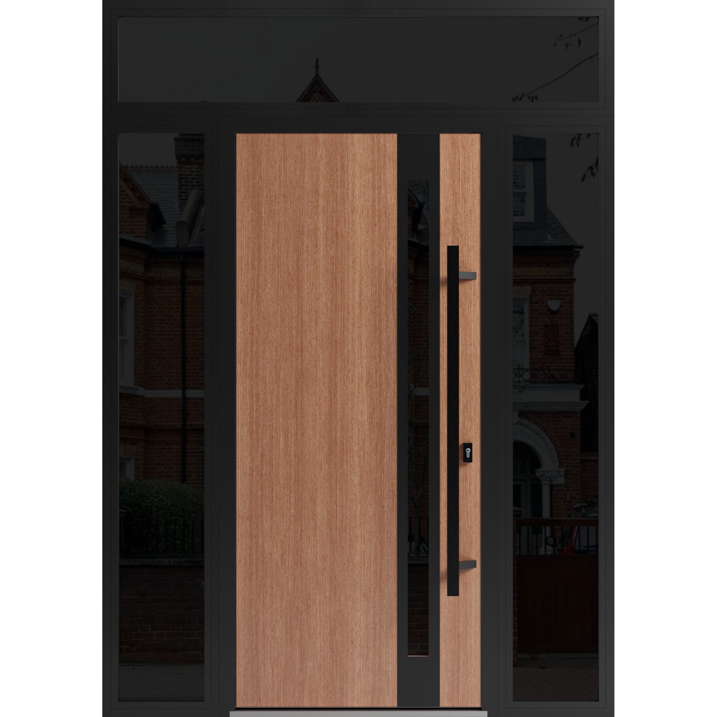 Front Exterior Prehung Steel Door / Ronex 1033 Teak / 2 Side and Top ...