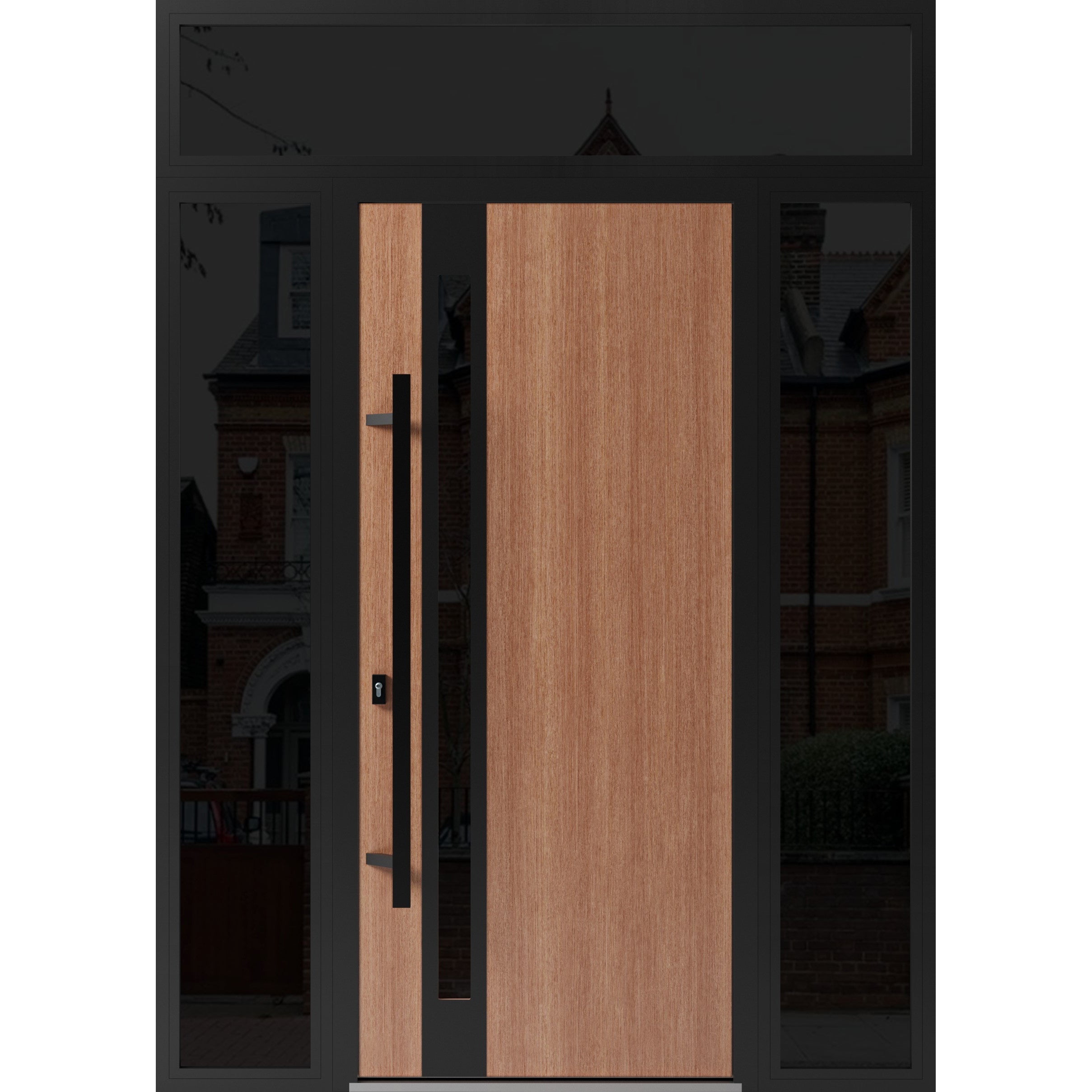 Front Exterior Prehung Steel Door / Ronex 1033 Teak / 2 Side and Top ...