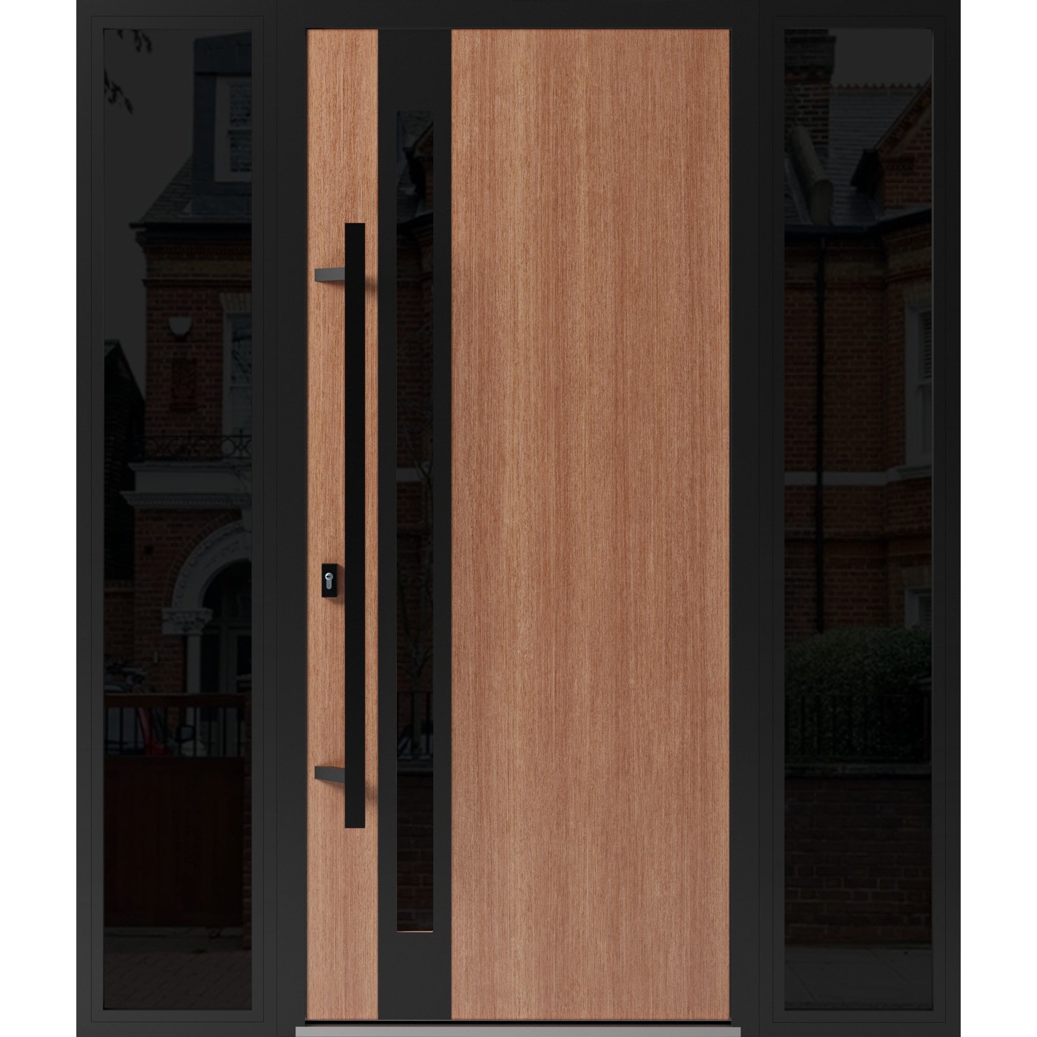 Front Exterior Prehung Steel Door / Ronex 1033 Teak / 2 Side Exterior ...