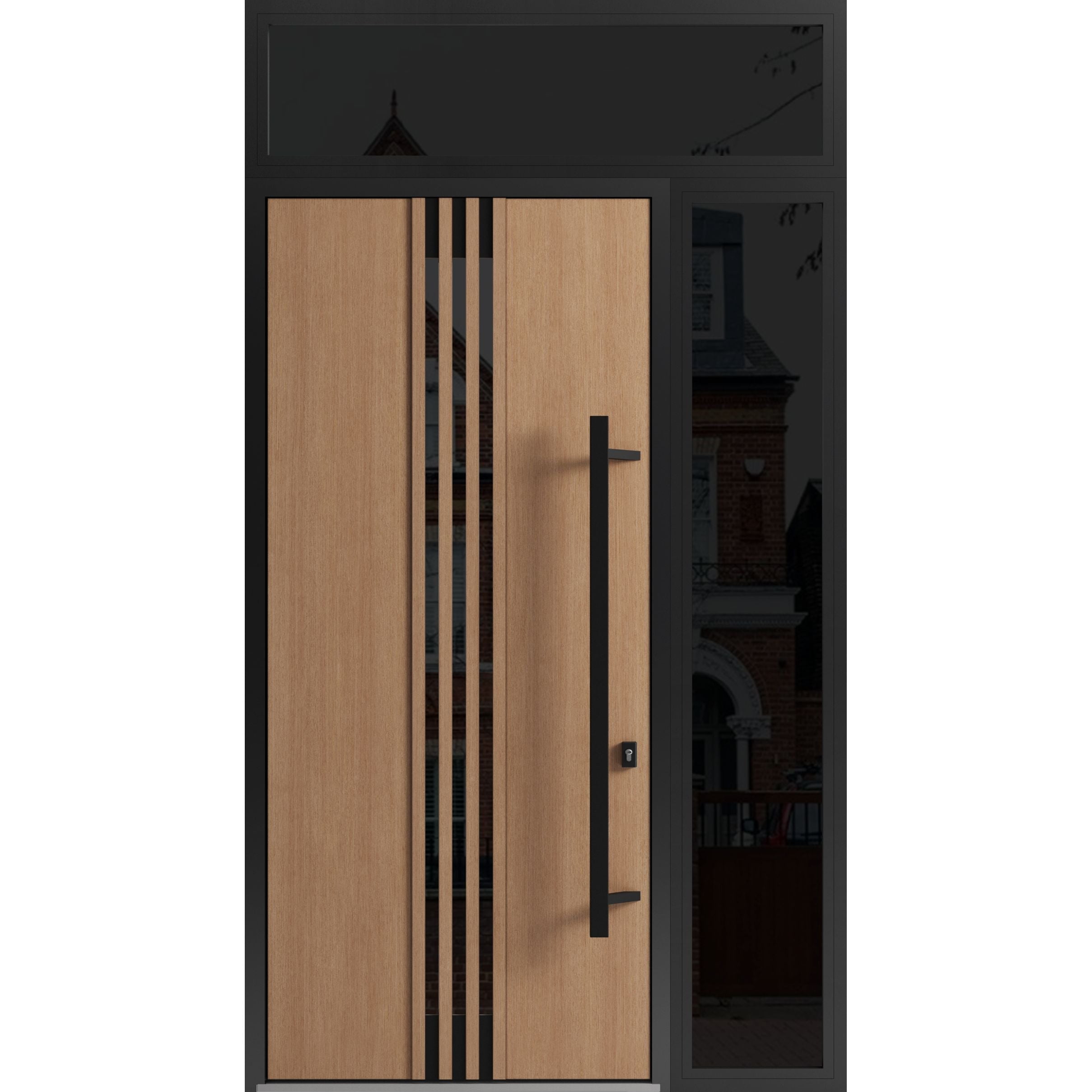 Front Exterior Prehung Steel Door / Ronex 1055 Teak / Side and Top ...