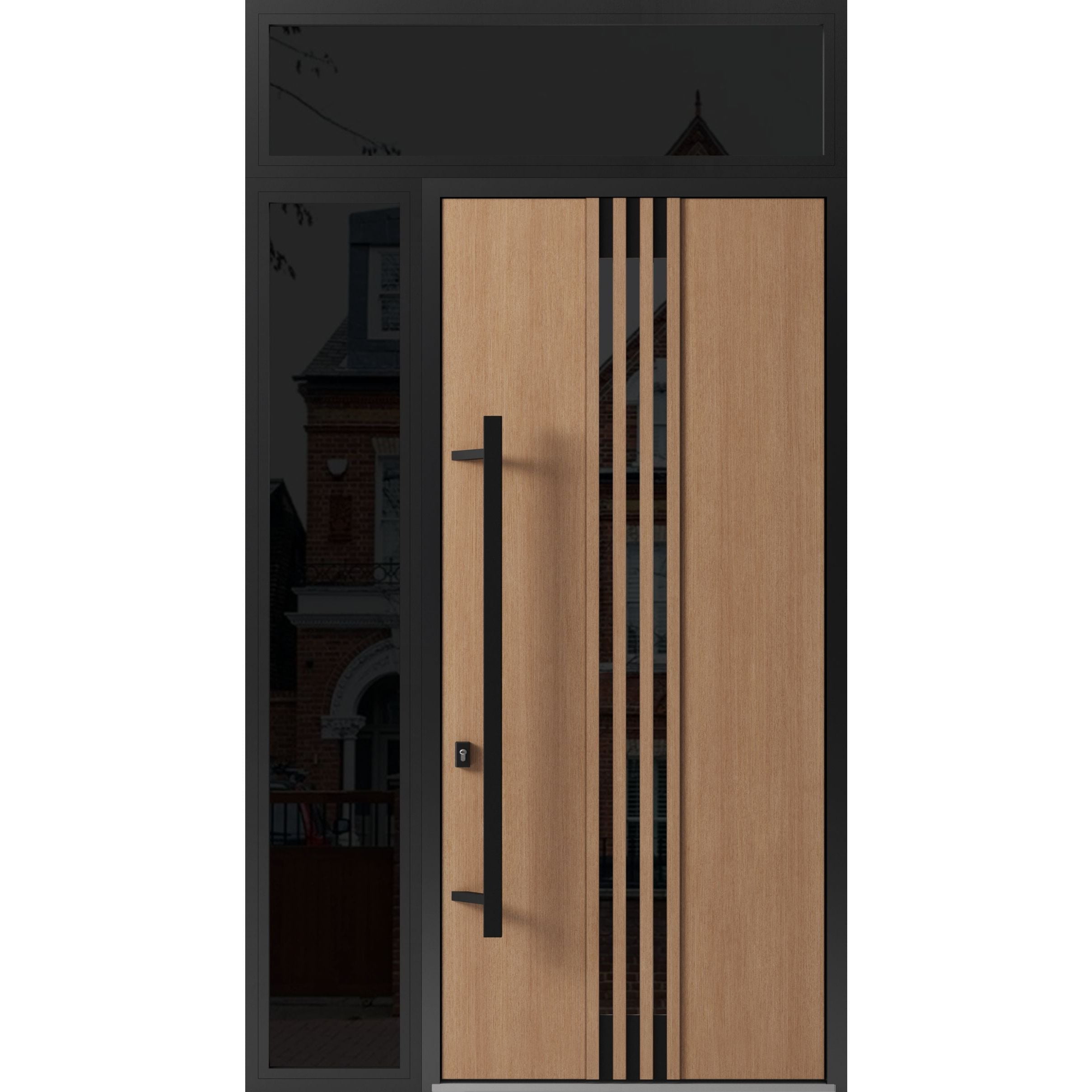 Front Exterior Prehung Steel Door / Ronex 1055 Teak / Side and Top ...