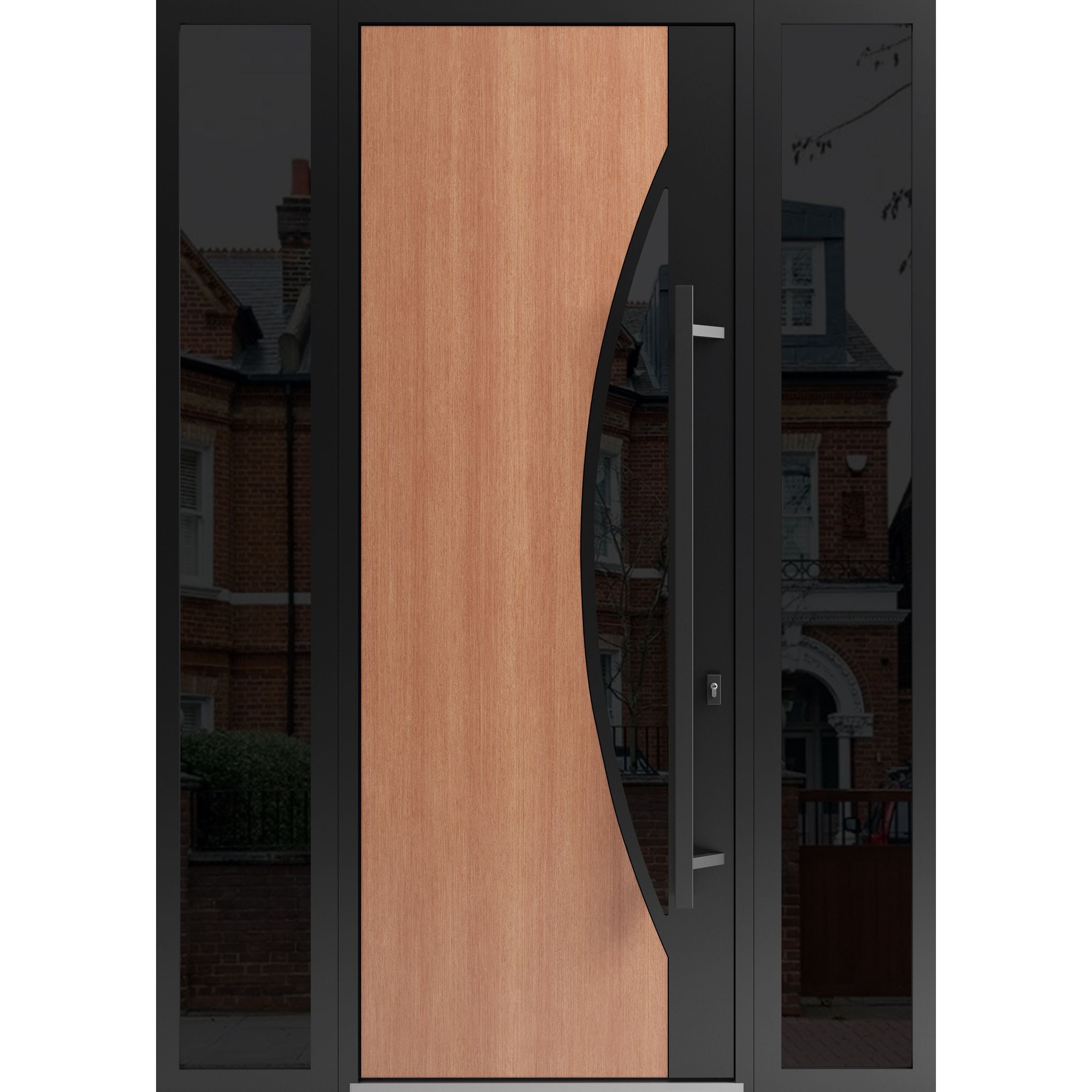 Front Exterior Prehung Steel Door / Ronex 1077 Teak / 2 Side Exterior ...