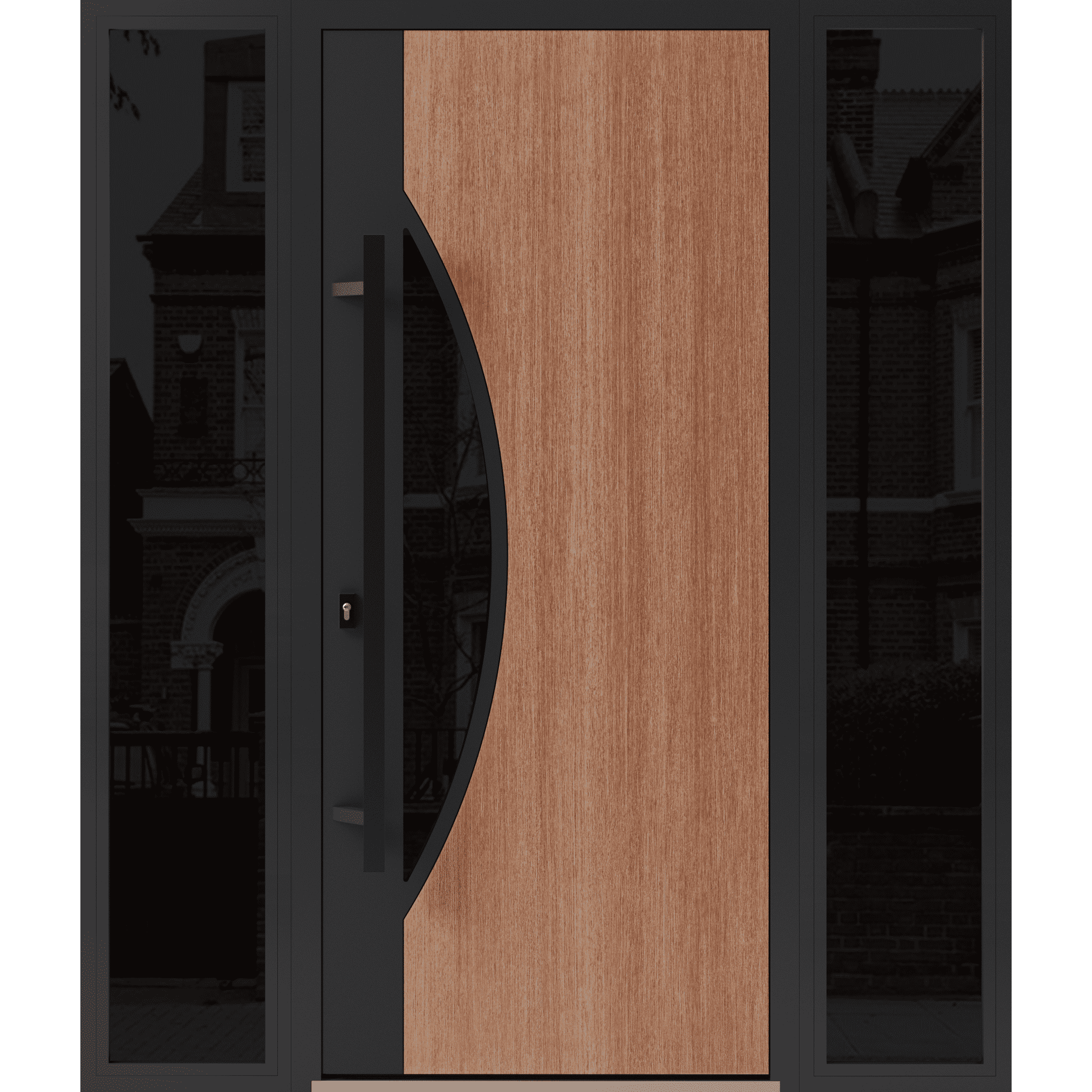 Front Exterior Prehung Steel Door / Ronex 1077 Teak / 2 Side Exterior ...