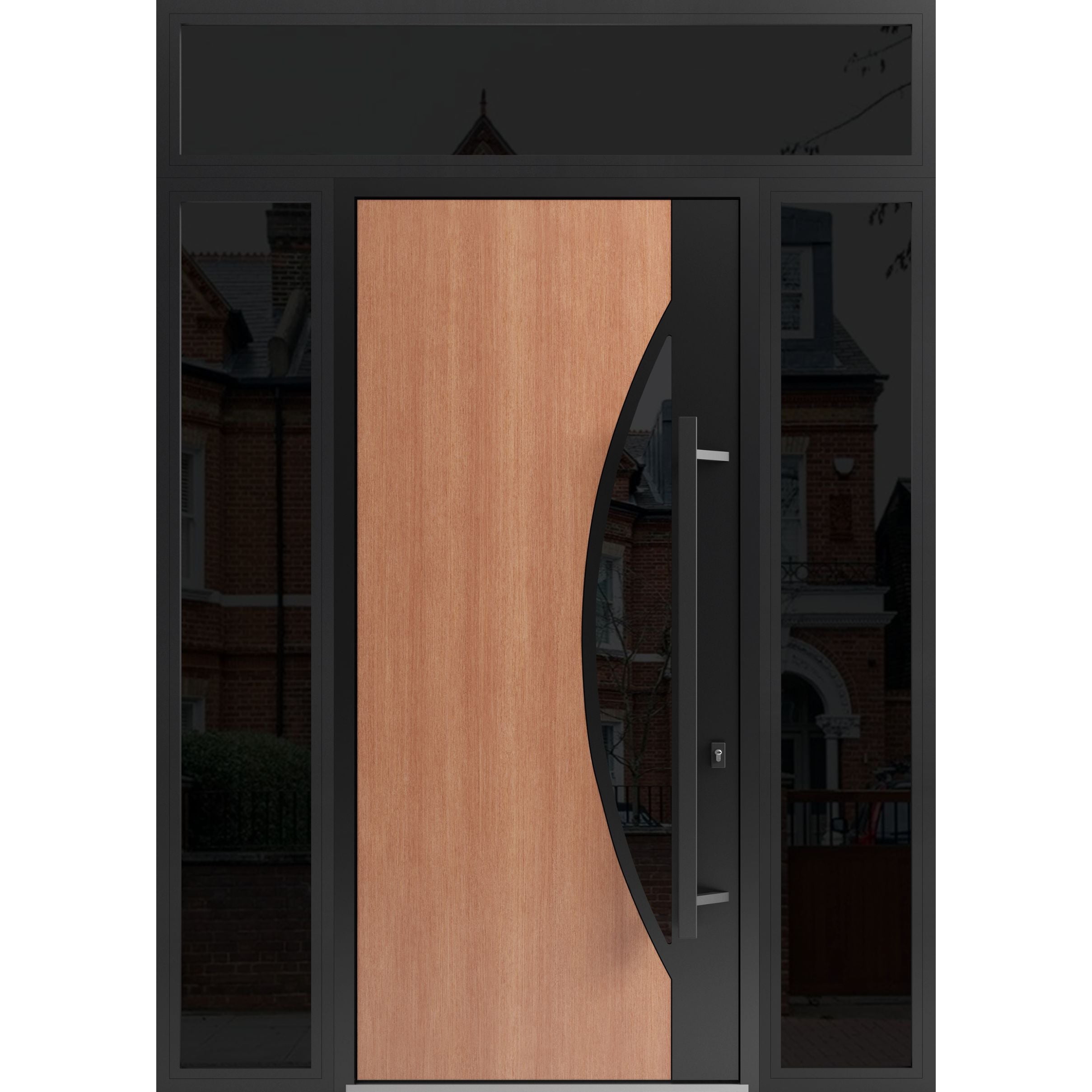 Front Exterior Prehung Steel Door / Ronex 1077 Teak / 2 Side and Top ...