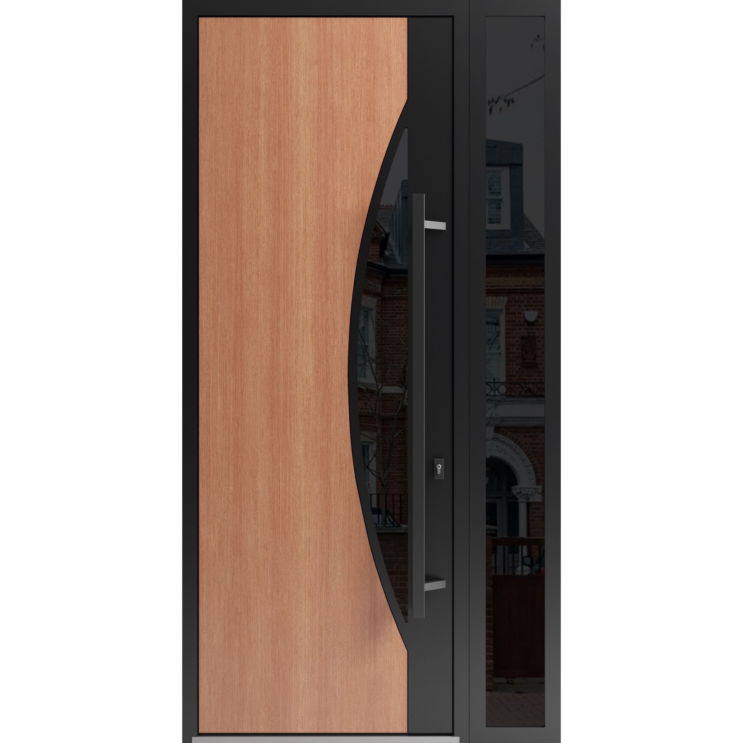 Front Exterior Prehung Steel Door / Ronex 1077 Teak / Side Exterior ...