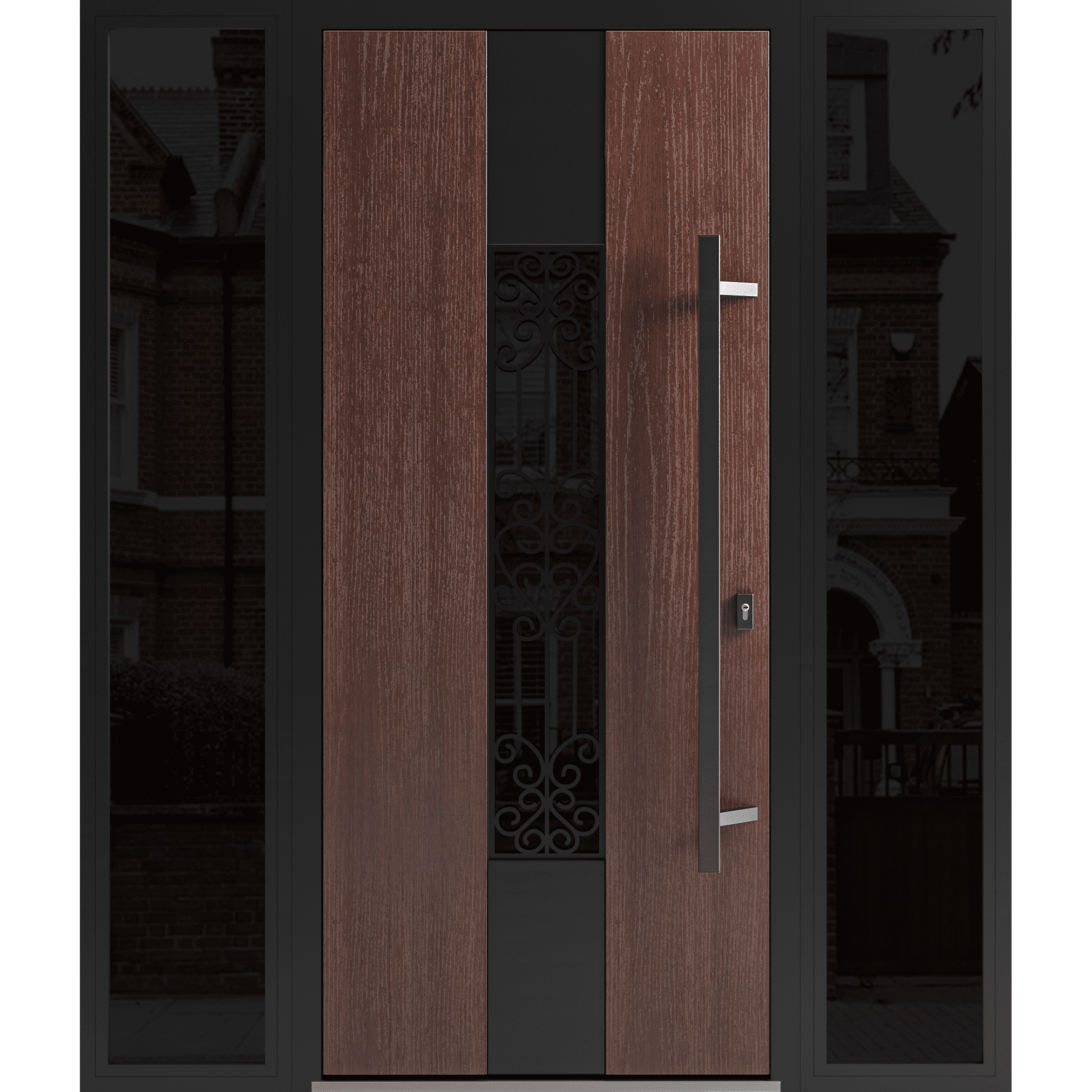 Front Exterior Prehung Steel Door / Ronex 1205 Bronze Oak / 2 Side ...