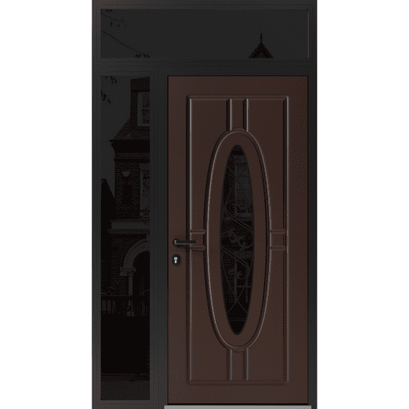 Front Exterior Prehung Steel Door / Ronex 1033 Teak / 2 Side and Top ...