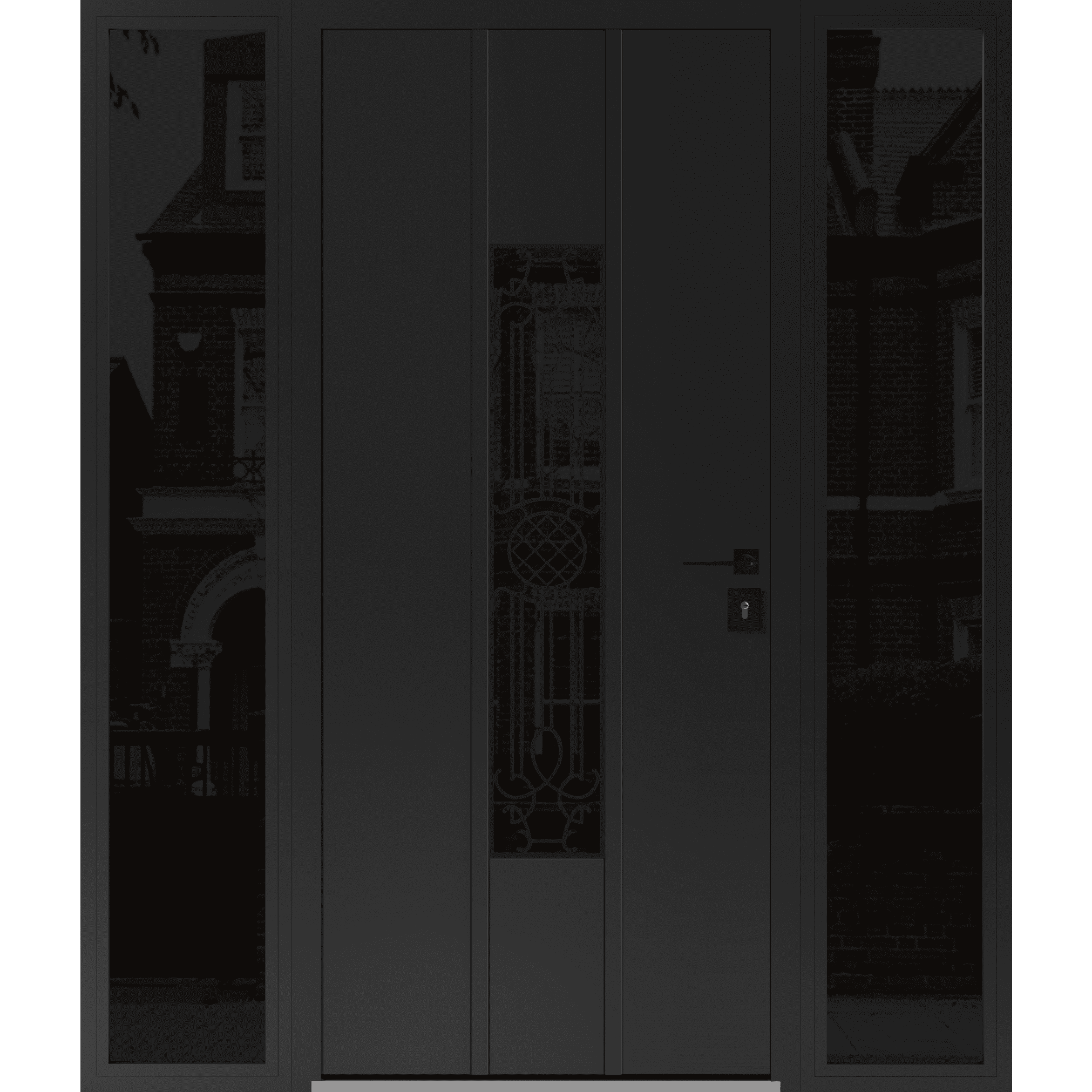 Front Exterior Prehung Steel Door / Ronex 1477 Black Enamel / 2 Side ...