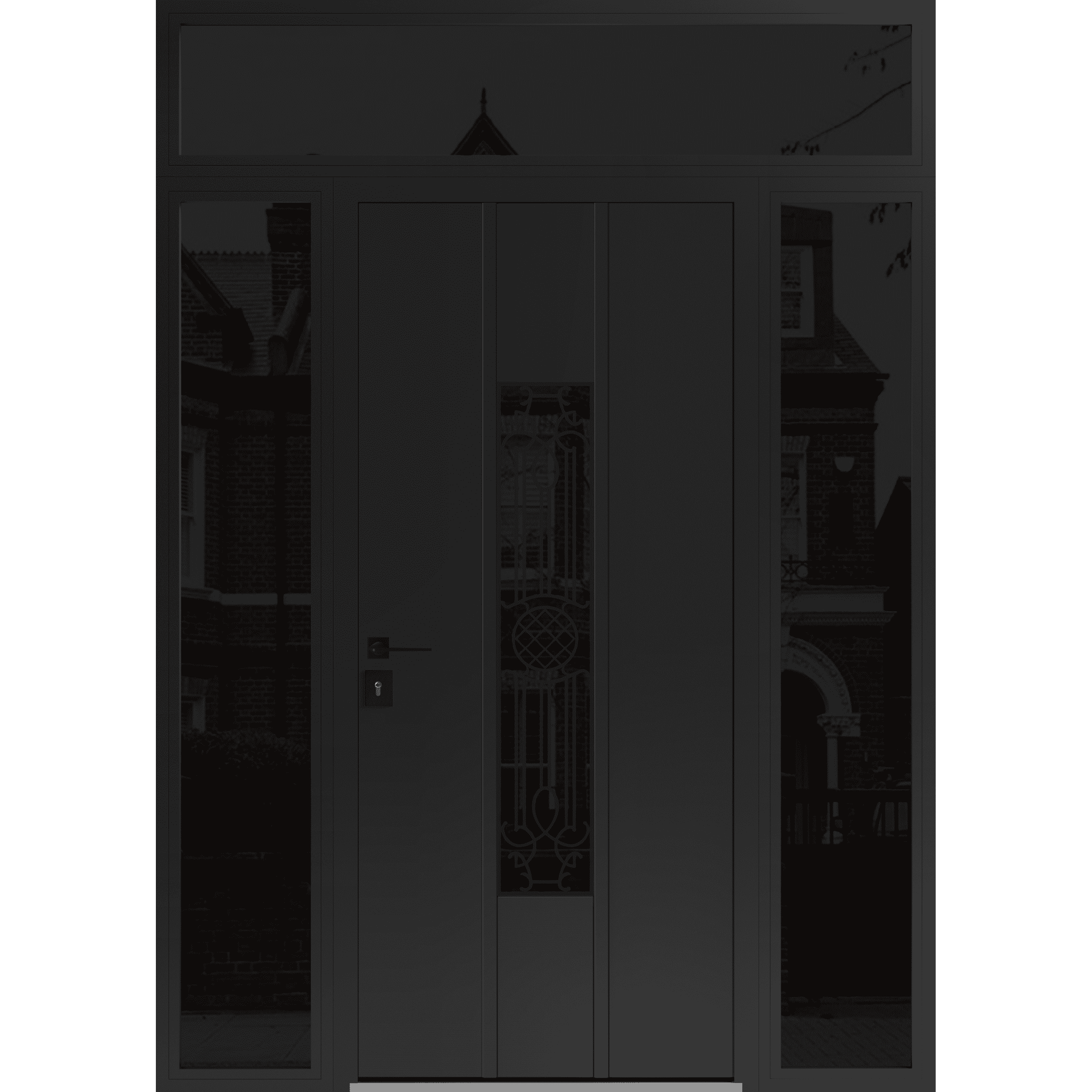 Front Exterior Prehung Steel Door / Ronex 1477 Black Enamel / 2 Side ...