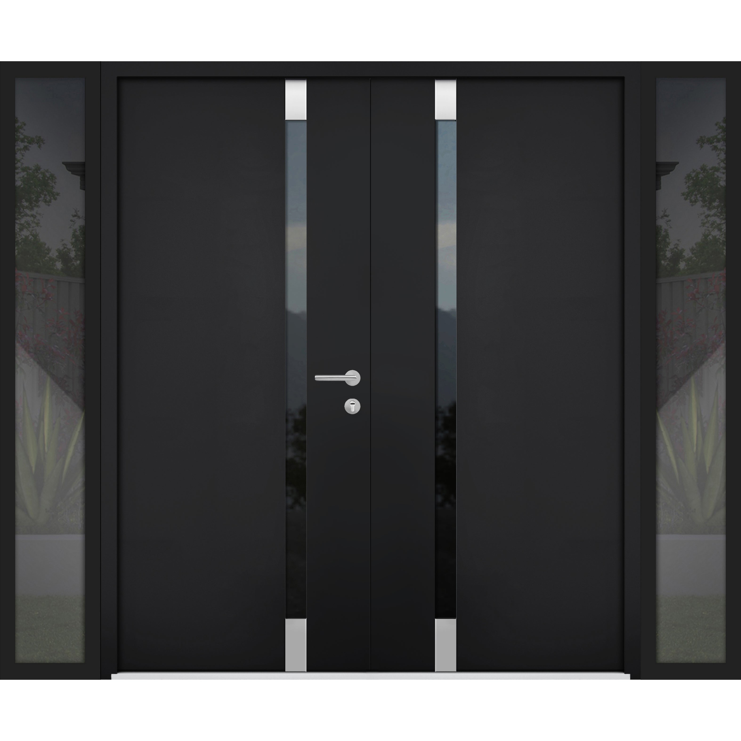 Front Exterior Prehung Steel Double Doors / Cynex 6777 Black / 2 Side ...