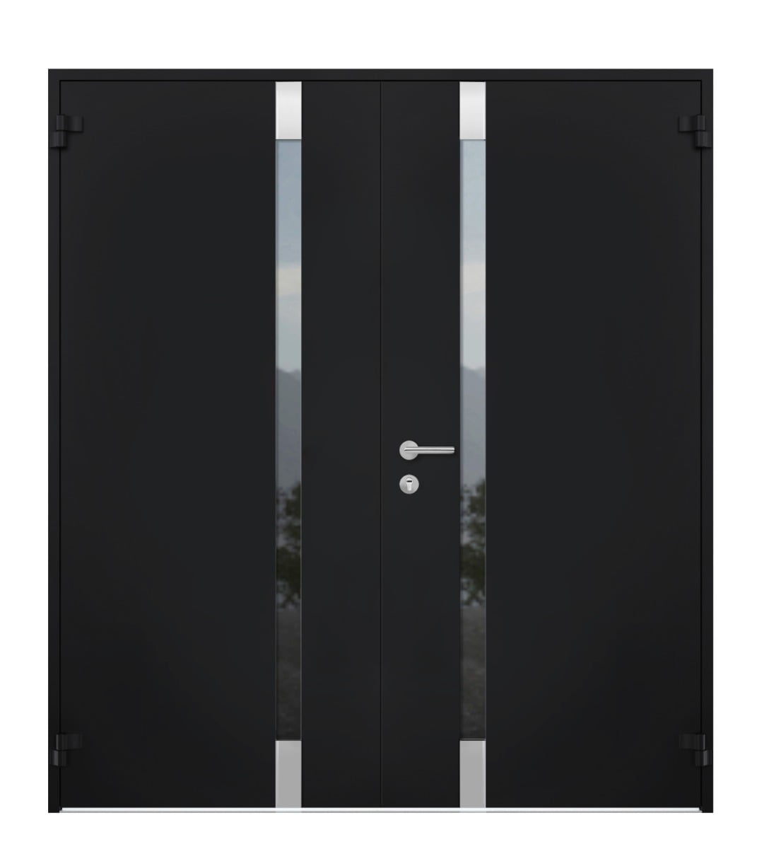 Front Exterior Prehung Steel Double Doors / Cynex 6777 Black ...