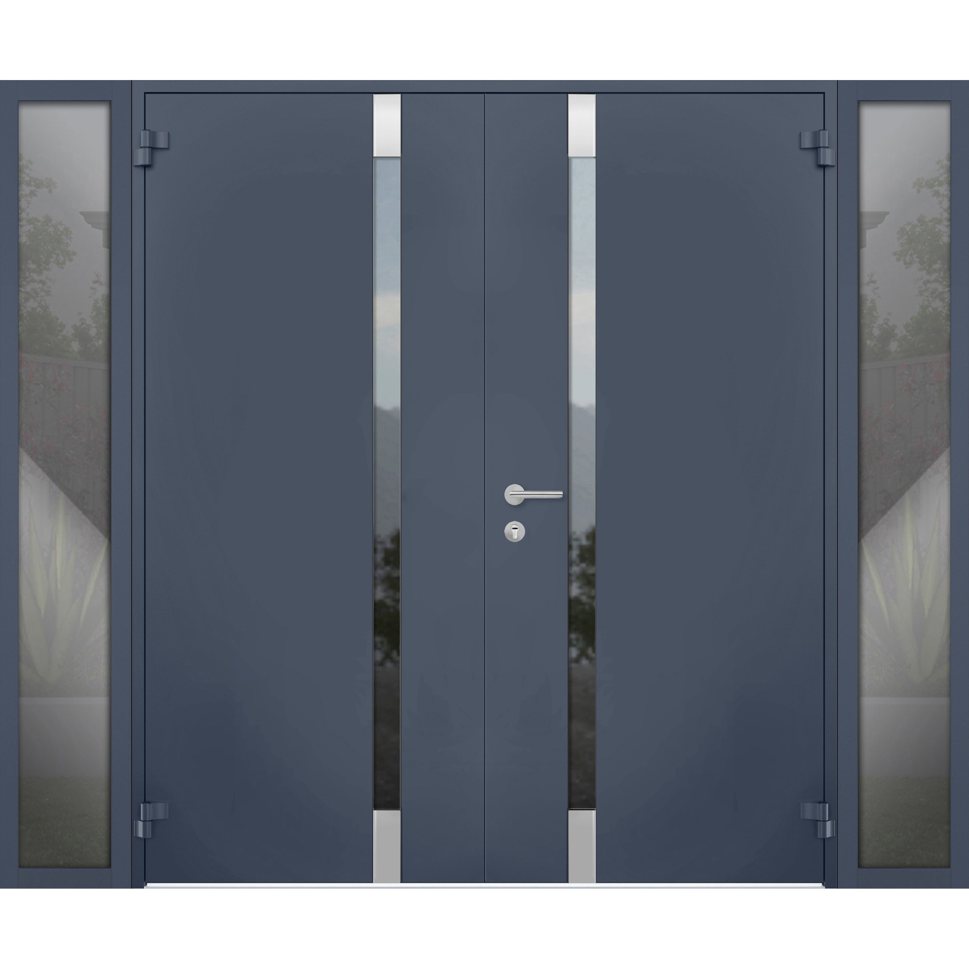 Front Exterior Prehung Steel Double Doors / Cynex 6777 Grey / 2 Side ...