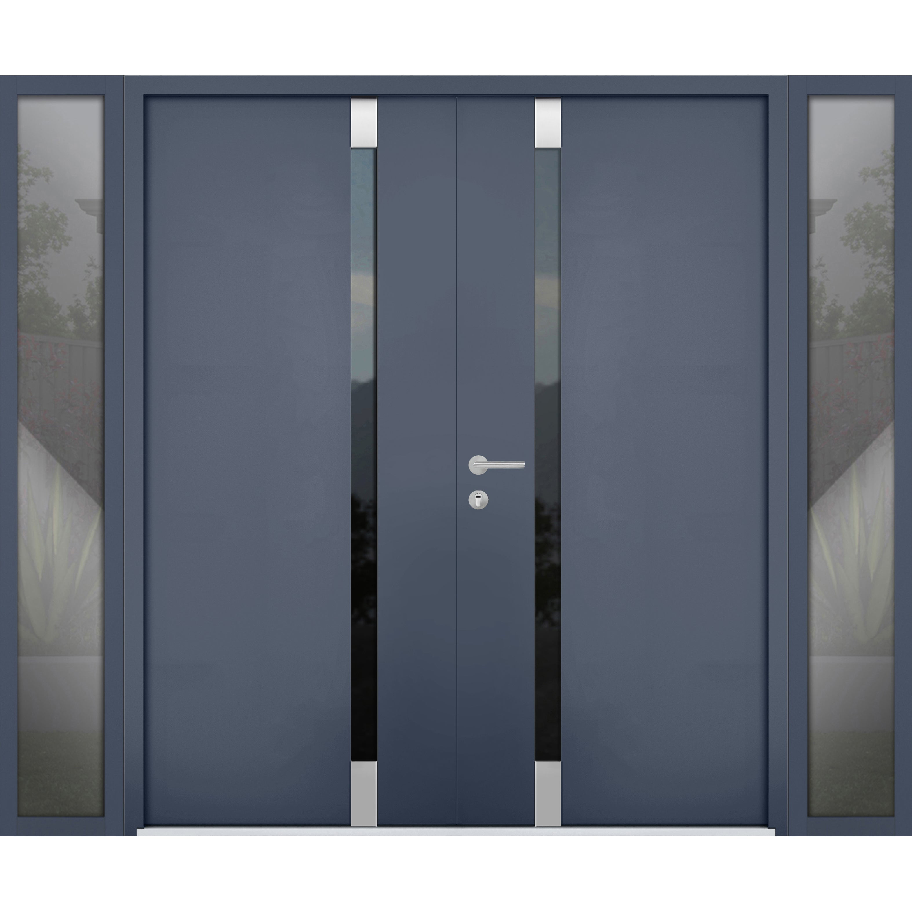Front Exterior Prehung Steel Double Doors / Cynex 6777 Grey / 2 Side ...