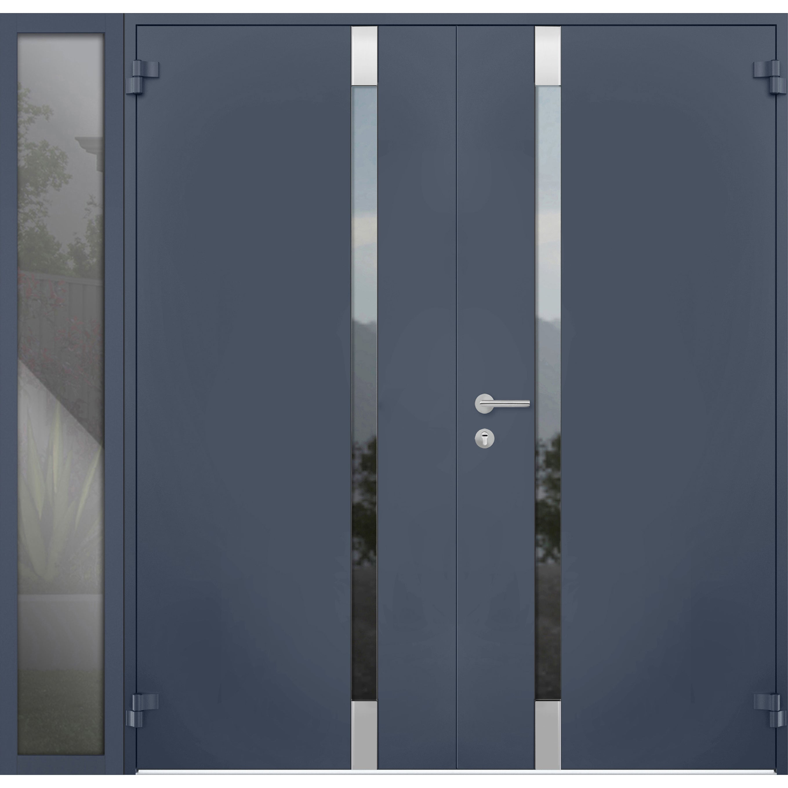 Front Exterior Prehung Steel Double Doors / Cynex 6777 Grey / Side ...