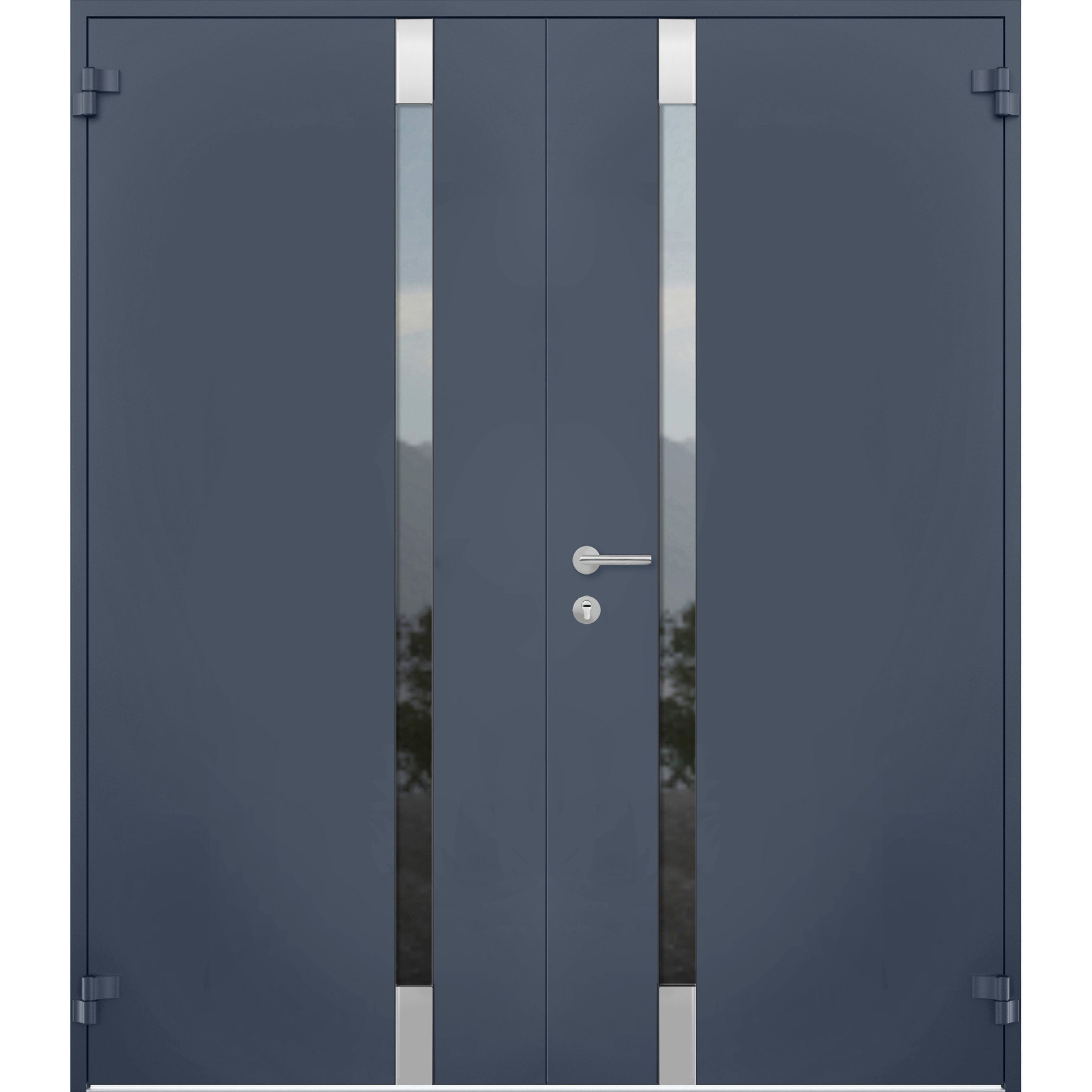 Front Exterior Prehung Steel Double Doors / Cynex 6777 Grey / Stainless ...