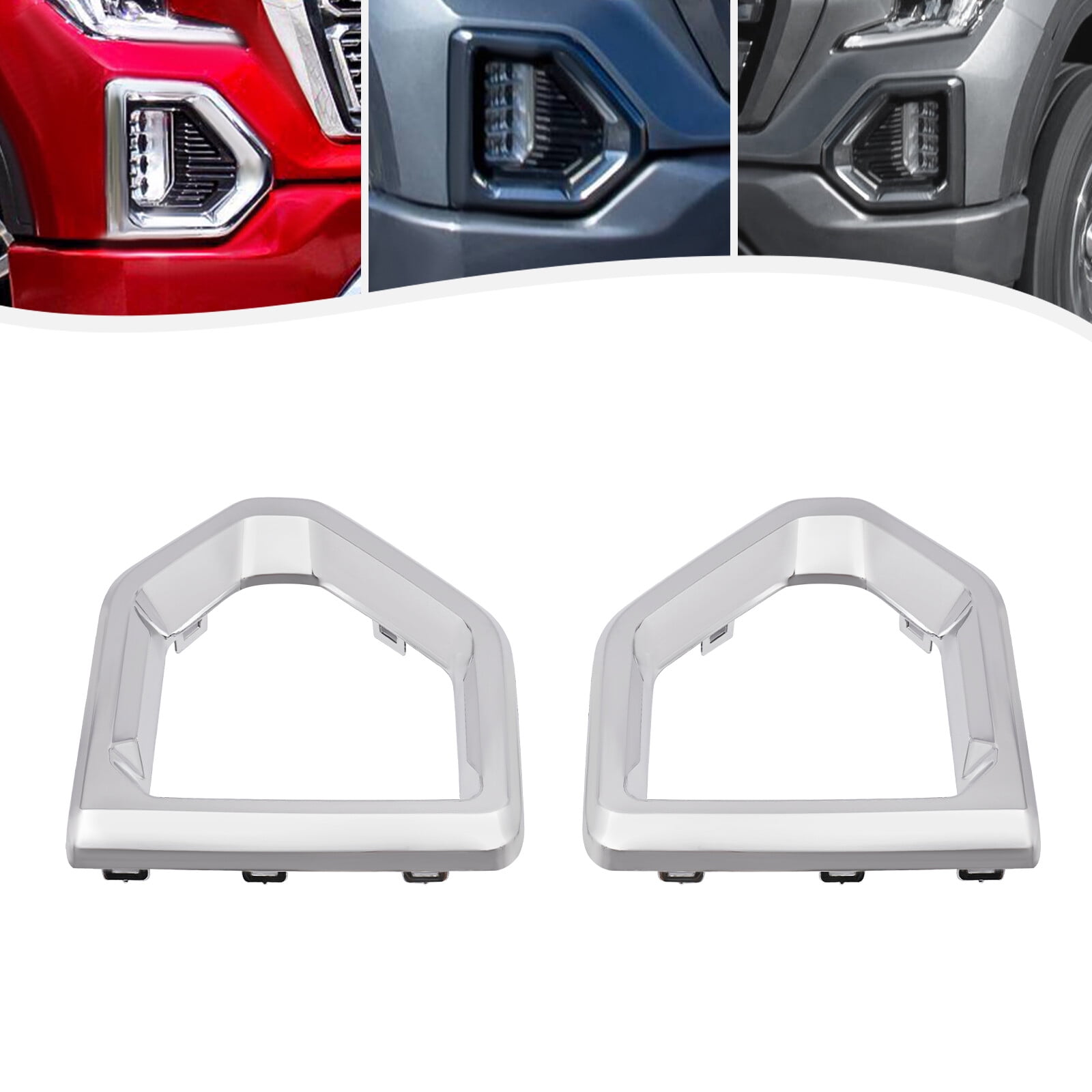 Front Fog Light Outer Bezel Cover Chrome Set For GMC Sierra 2019-2021 ...