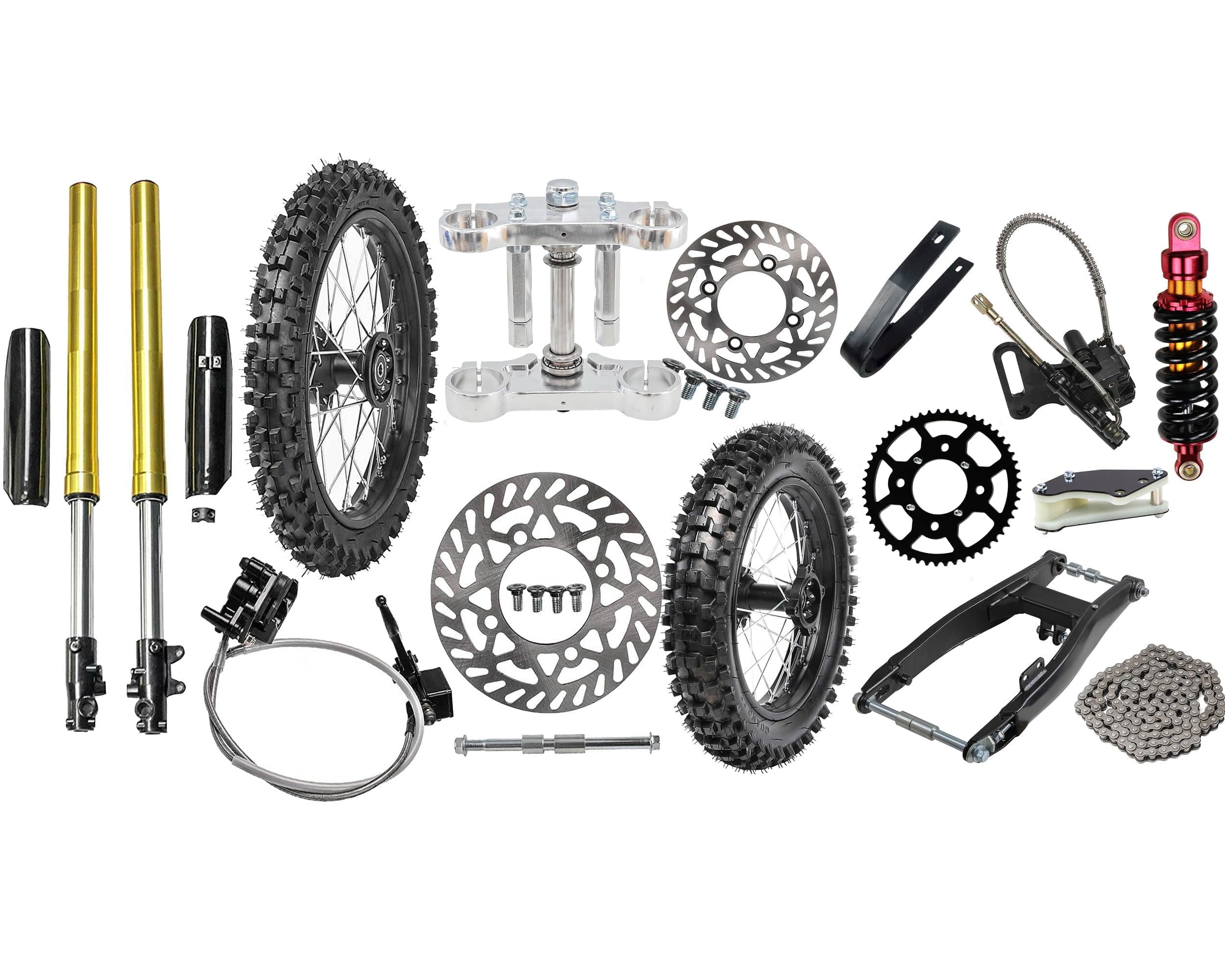 Front Forks + Rear SwingArm Kit 14" 12" Complete Wheel 80/100-12 60/100 ...
