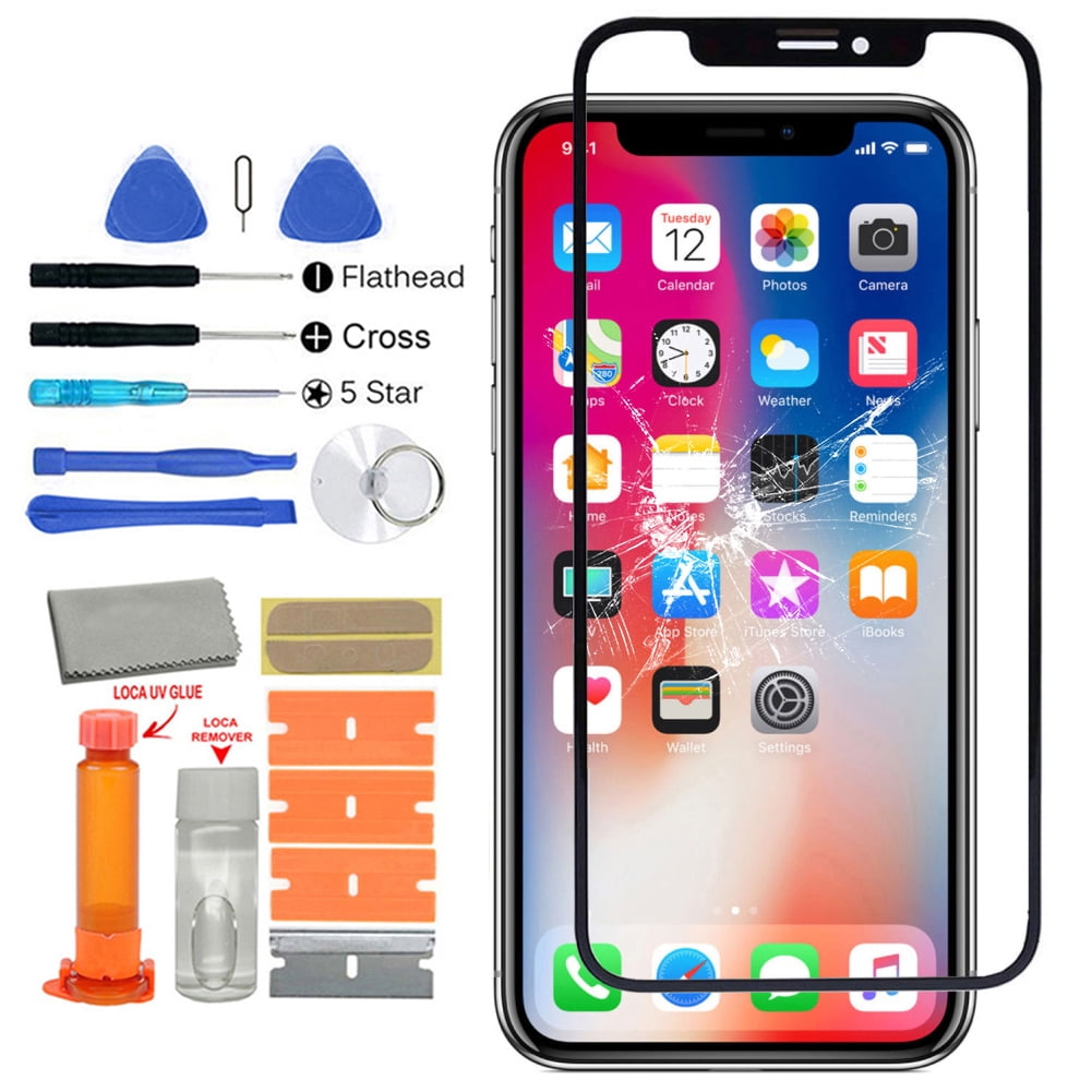 Waroomhouse Front Glass Touch Screen Replacement Kit for iPhone X, XR ...