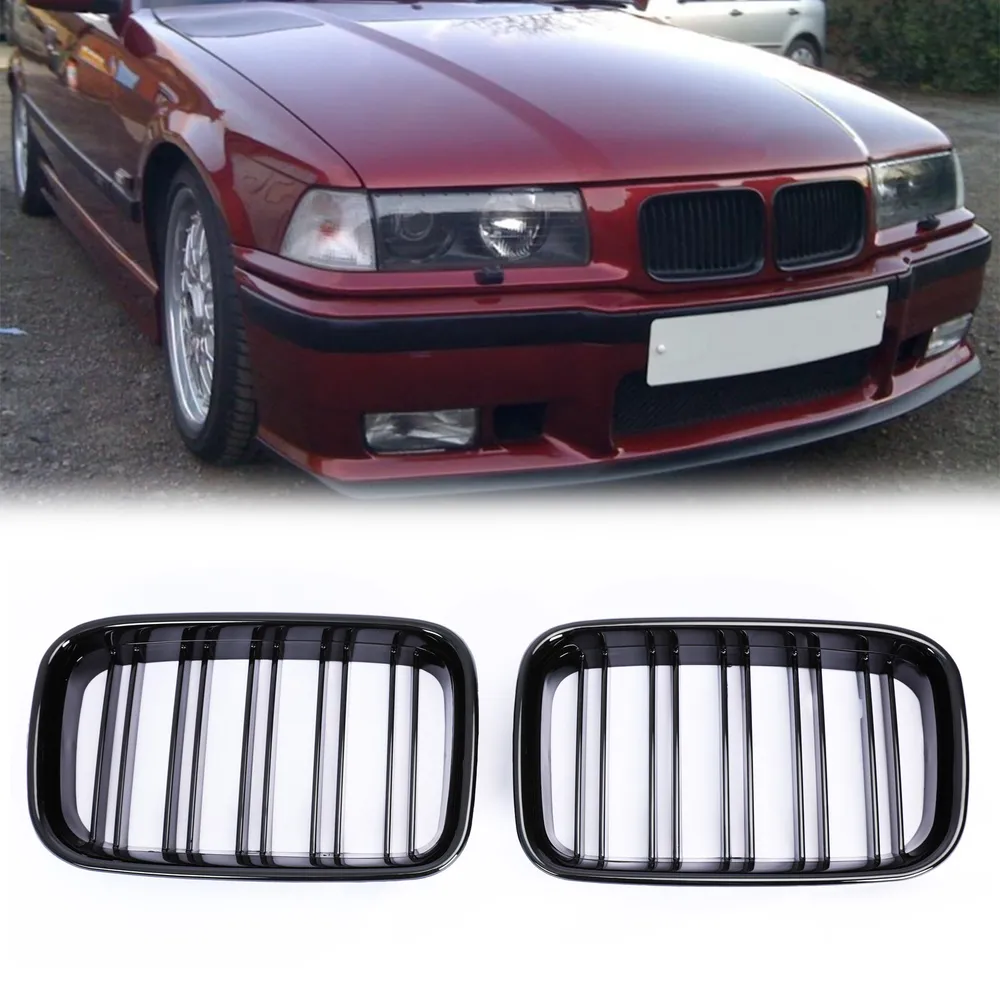 Front Gloss Black Kidney Hood Grill Grille Fit For BMW E36 1992-1997 ...