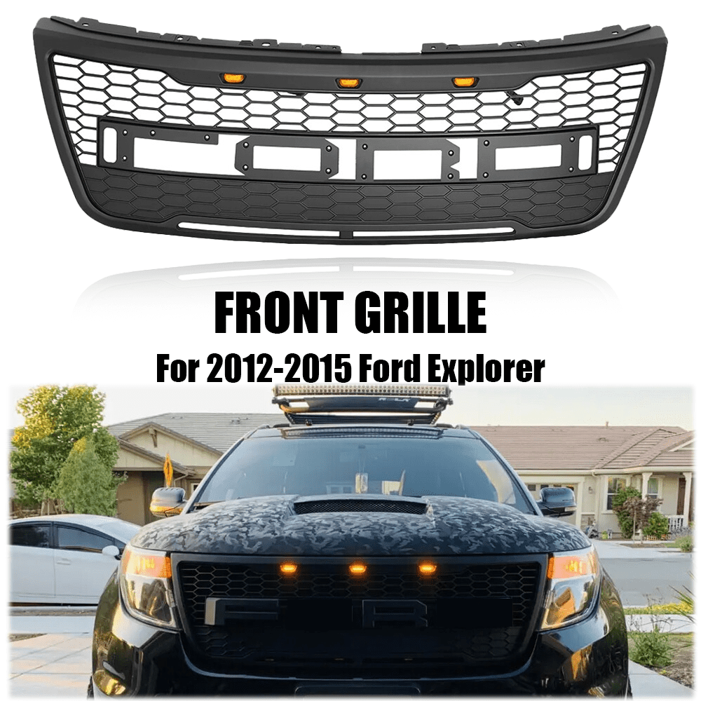 Front Grill Fit For 2012-2015 Ford Explorer Grill W/E Lights - Walmart.com