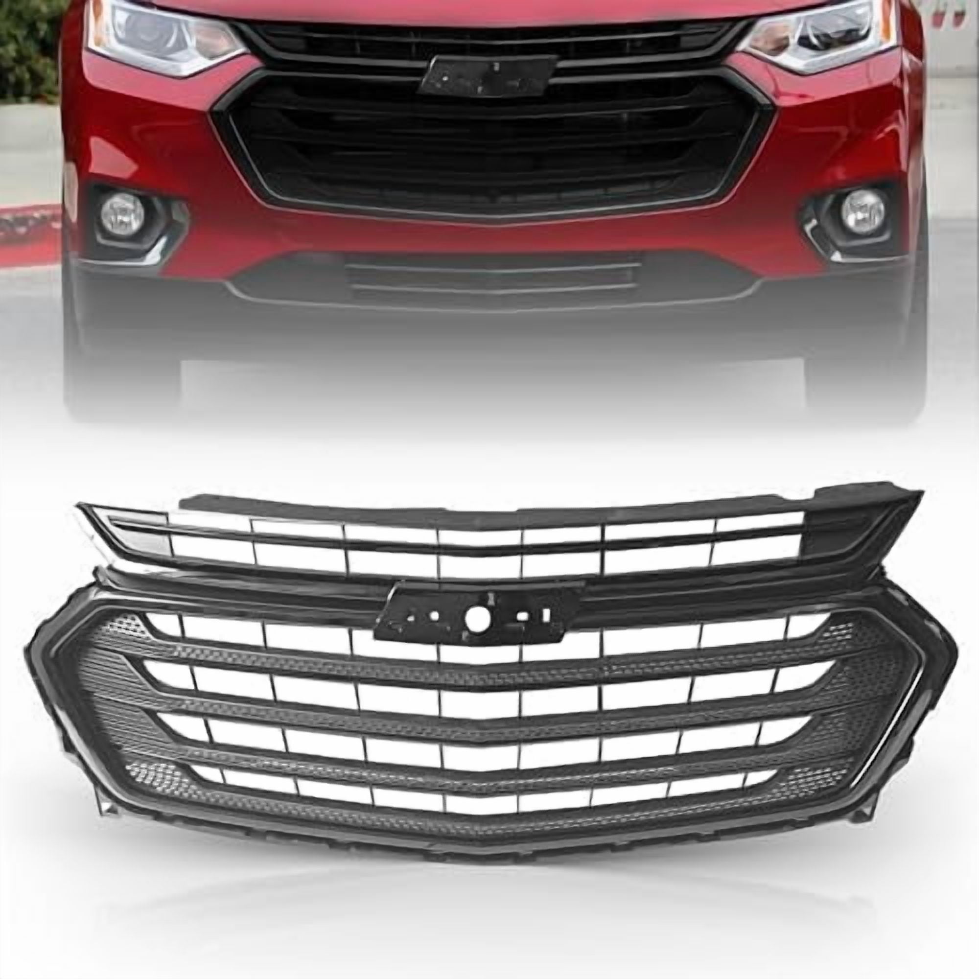 Front Grill Upper Grille Gloss Black Compatible With 2018-2021 ...